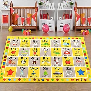 Amazon.com: Kids Playroom Area Rug, 6x8ft，ABC Educational Carpet, Early ...