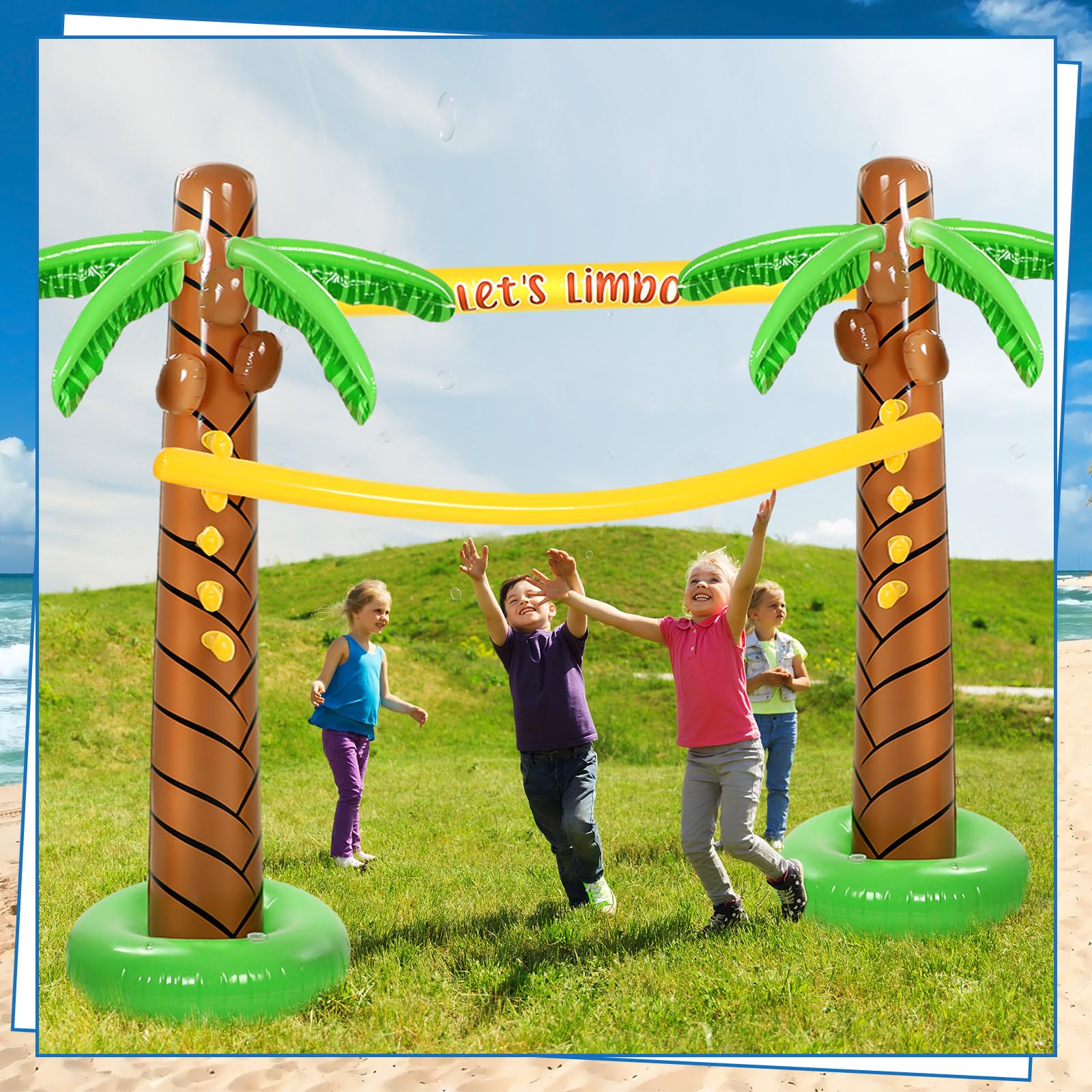 Snapklik.com : 2 Set Inflatable Palm Tree Limbo Game Luau Party Coconut ...