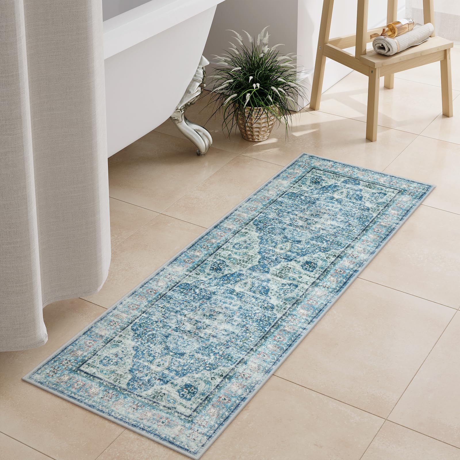 Amazon.com: Uphome Bathroom Rugs Runner, Distressed Farmhouse Boho ...