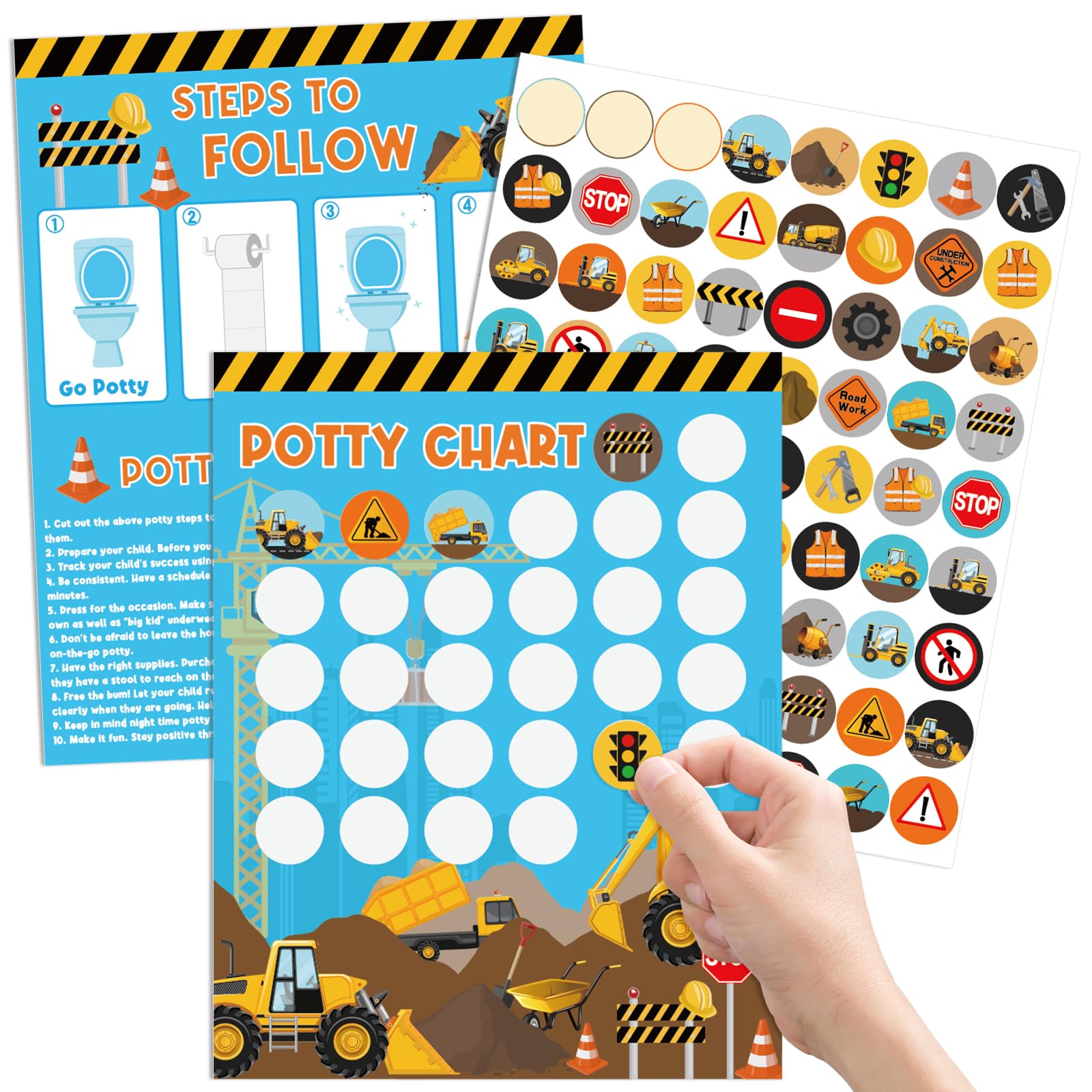 Amazon.com: 19 Pcs Construction Potty Training Chart & 432 Construction ...