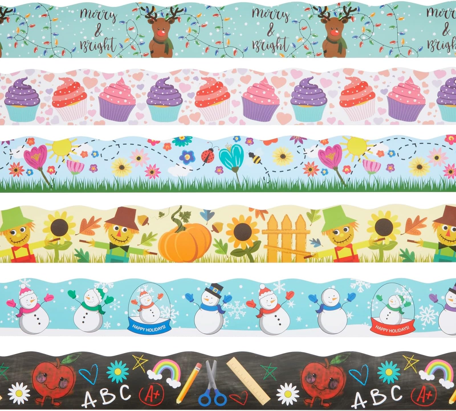 Amazon.com: Geyee 12 Rolls 394 ft Holiday Bulletin Board Borders ...