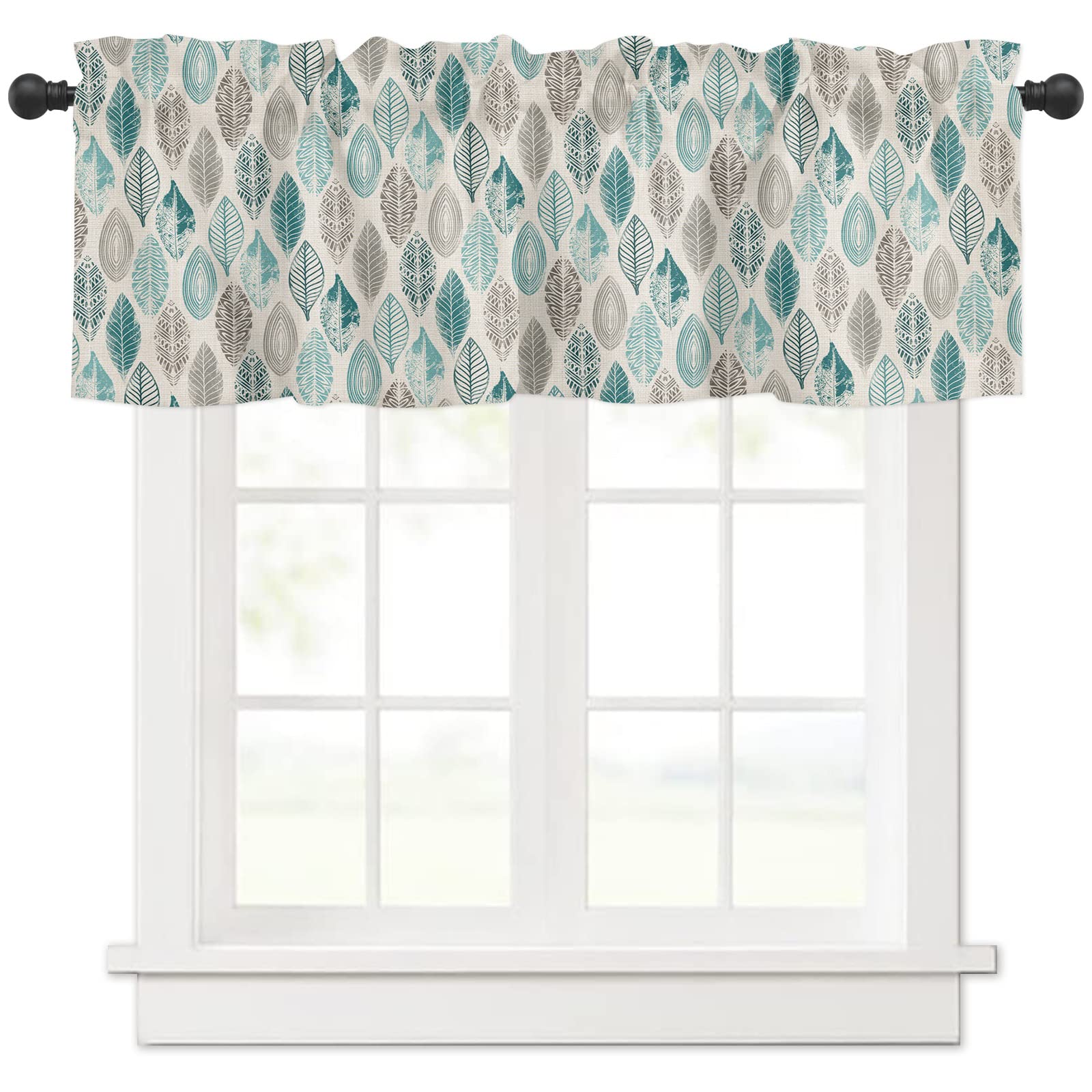 Teal Leaf Valances