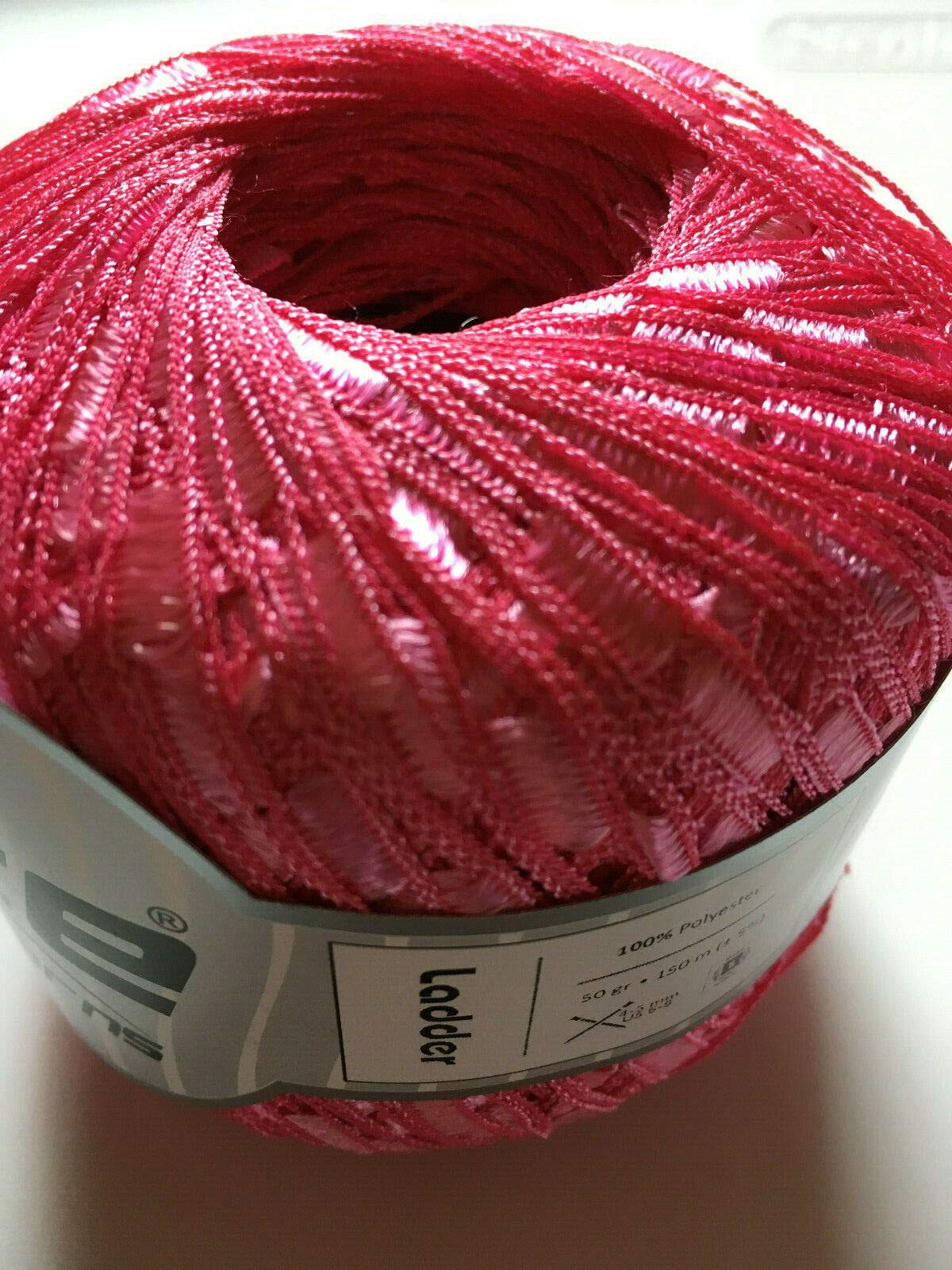 Amazon.com: Pink Ladder Ribbon Yarn Ice Solid Pink Trellis Railroad ...