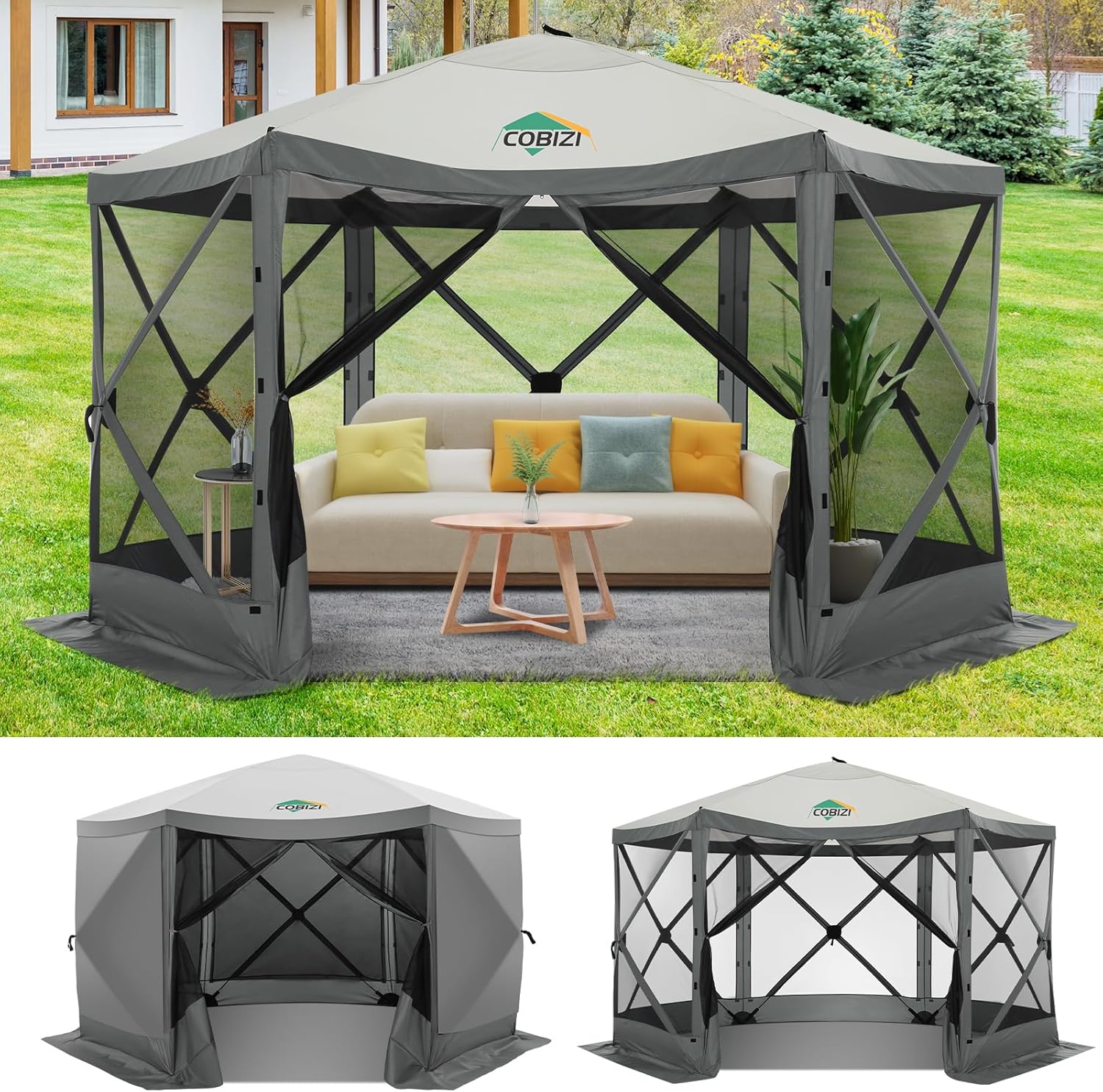 Amazon.com : COBIZI 12x12ft Pop up Gazebo Screen Tent Screen House for ...