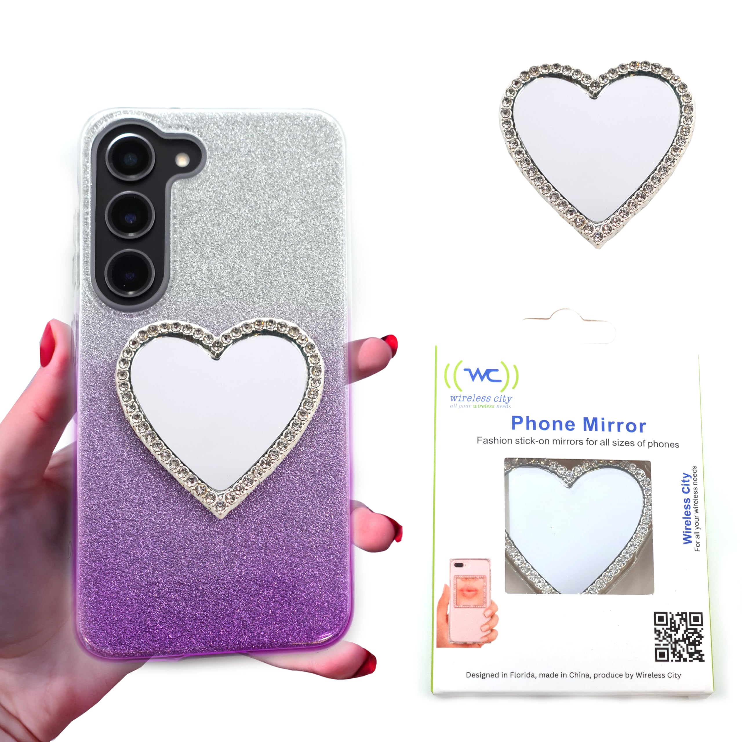 Amazon.com: Wireless City Diamond Bling Makeup Mirror for Phone Cases ...