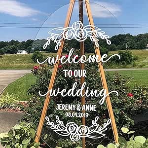 HDLOVE Personalized Welcome Sign Stickers, Wedding Welcome Sign, Rustic ...