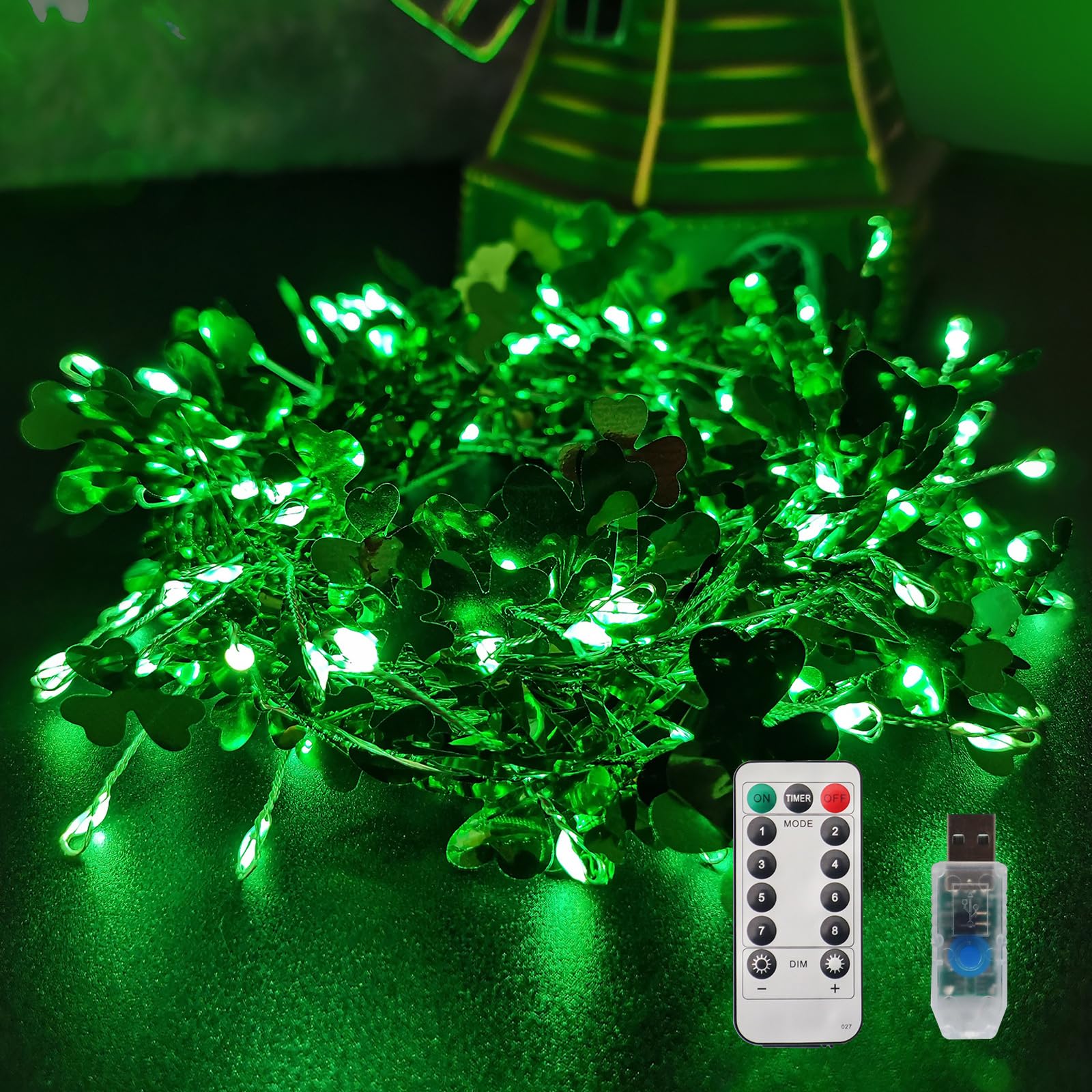 Amazon.com: HOLITS Green Led String Lights with Shamrock Shiny Foil ...