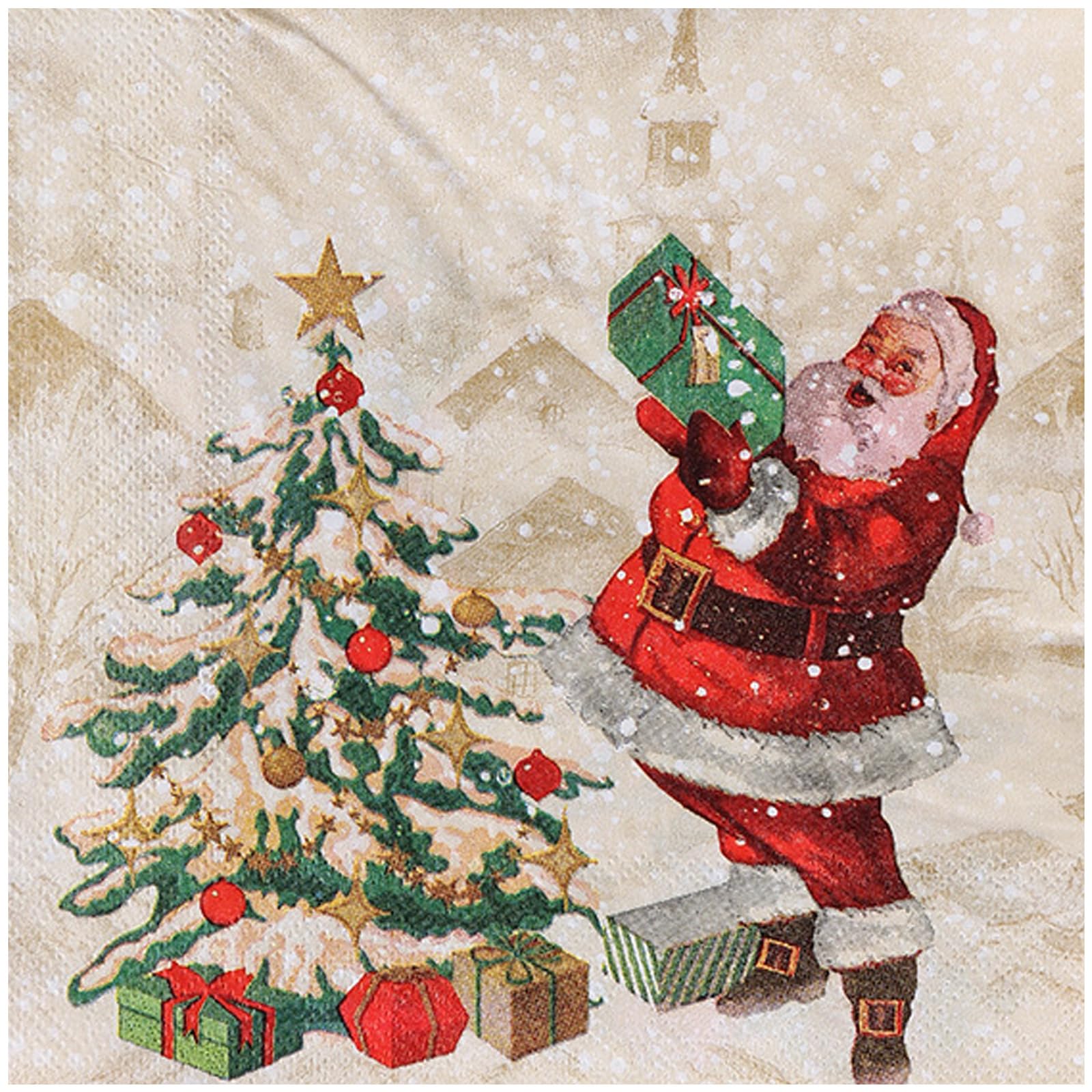 Amazon.com: Christmas Cocktail Napkins 60Pcs Vintage Christmas Napkins ...