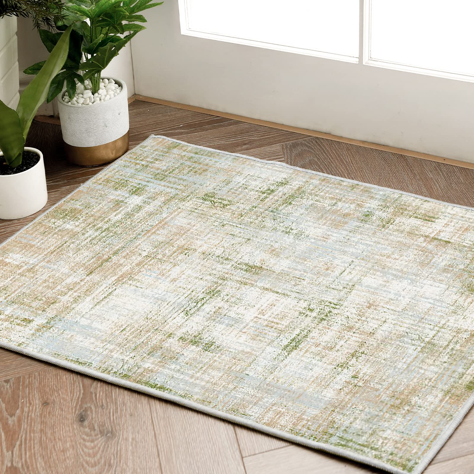 TOPICK Doormat 60x90cm Entryway Area Rug Green Multi Rug Entrance Mat ...