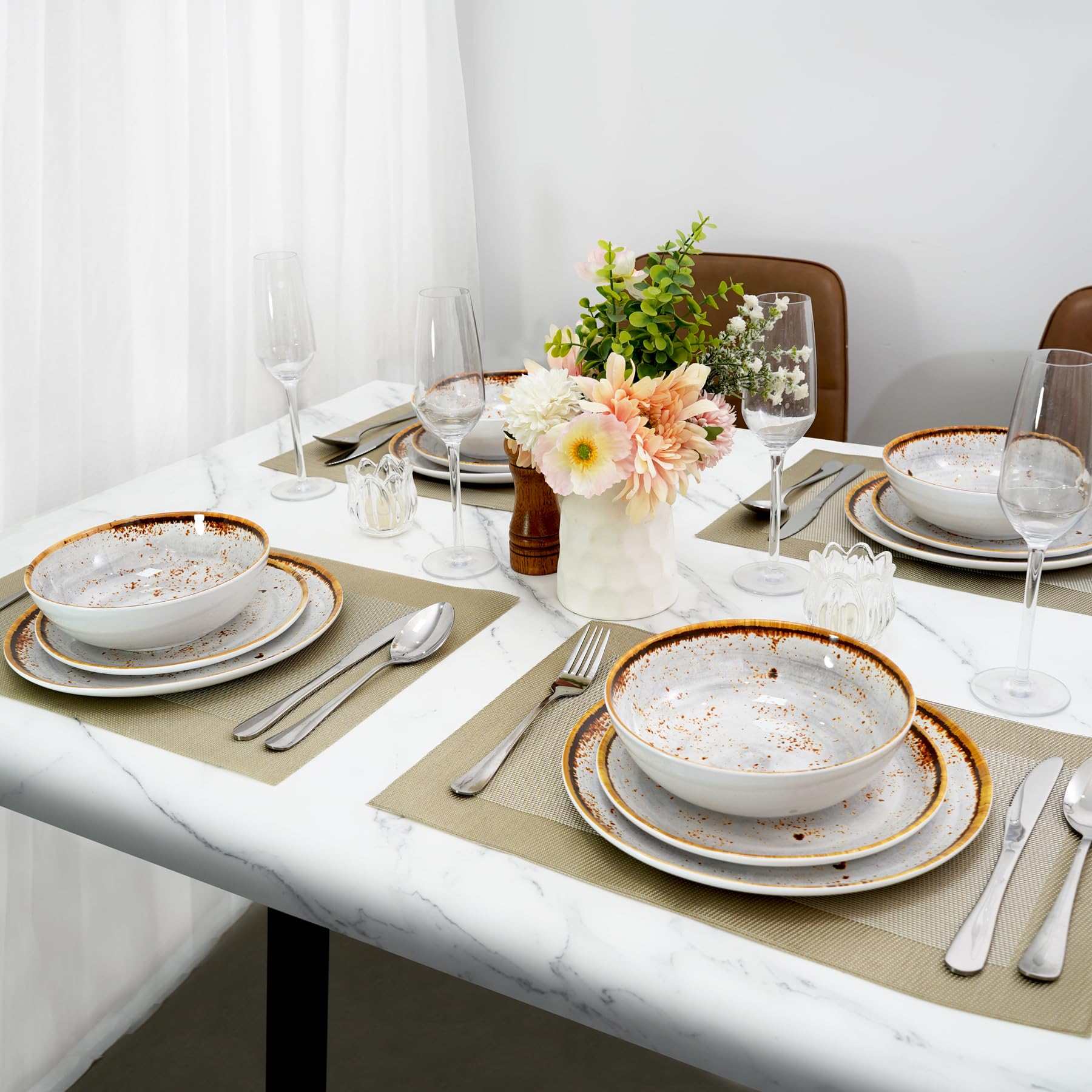 Snapklik.com : 12-Piece Melamine Dinnerware Sets, Plates And Bowls ...