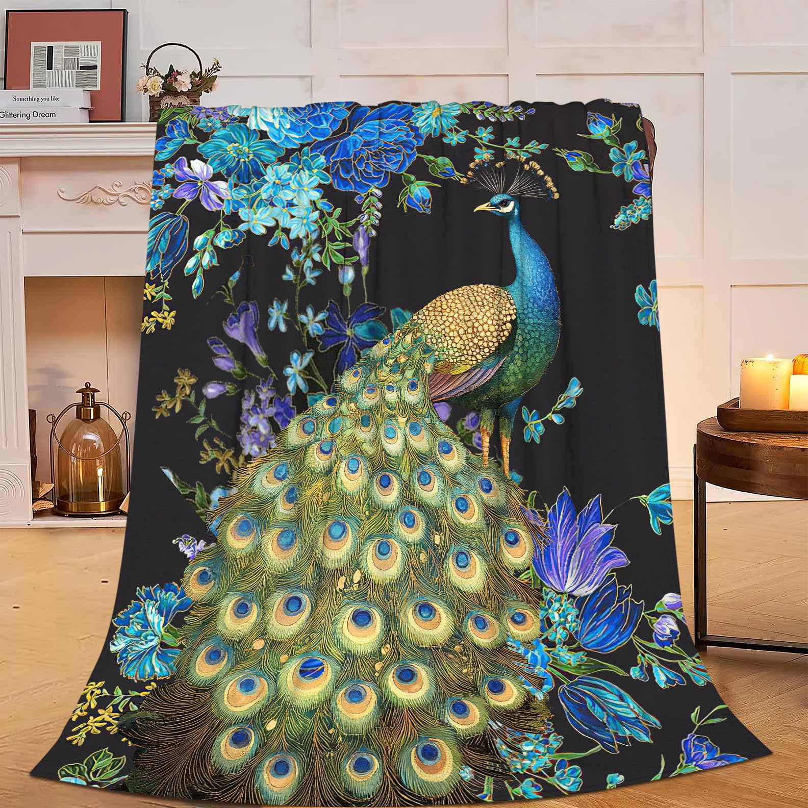 Amazon.com: Peacock Blanket Peacock Fleece Throw Blanket Fuzzy Plush ...