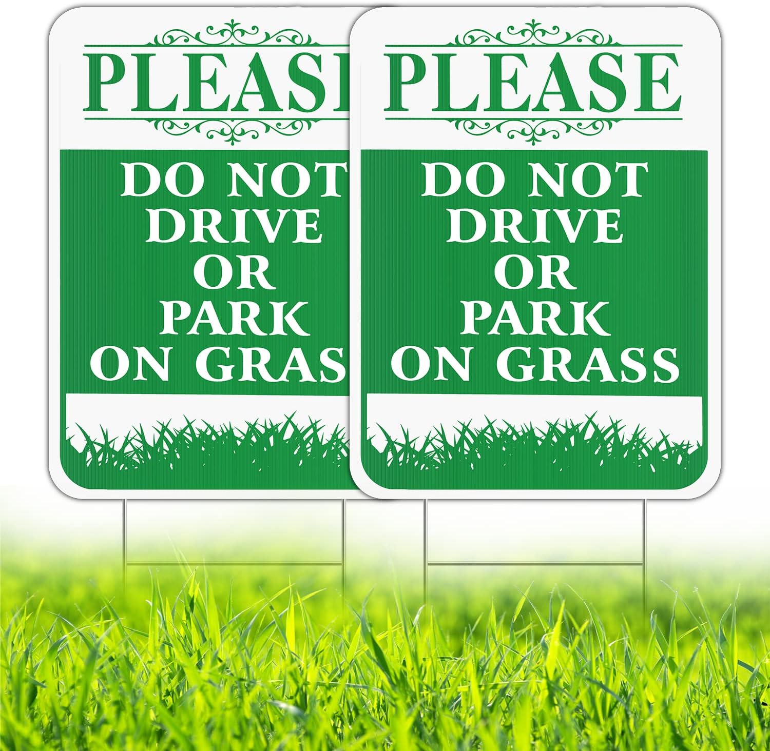 Amazon.com : Please Do Not Drive Or Park On Grass Yard Sign 2 Pack, 16 ...