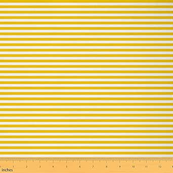 Amazon.com: Stripe Fabric by The Yard, Yellow White Striped Upholstery ...