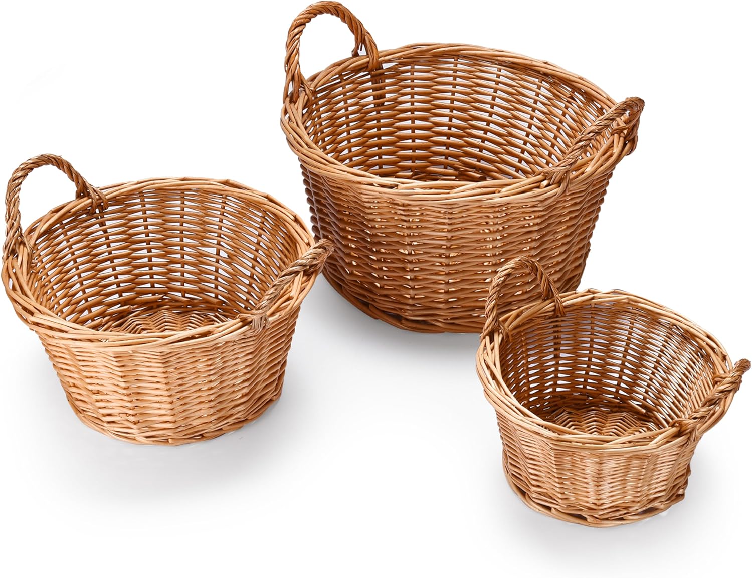Amazon.com: Prosumers Choice Wicker Basket Set of 3 - Wooden Bamboo ...