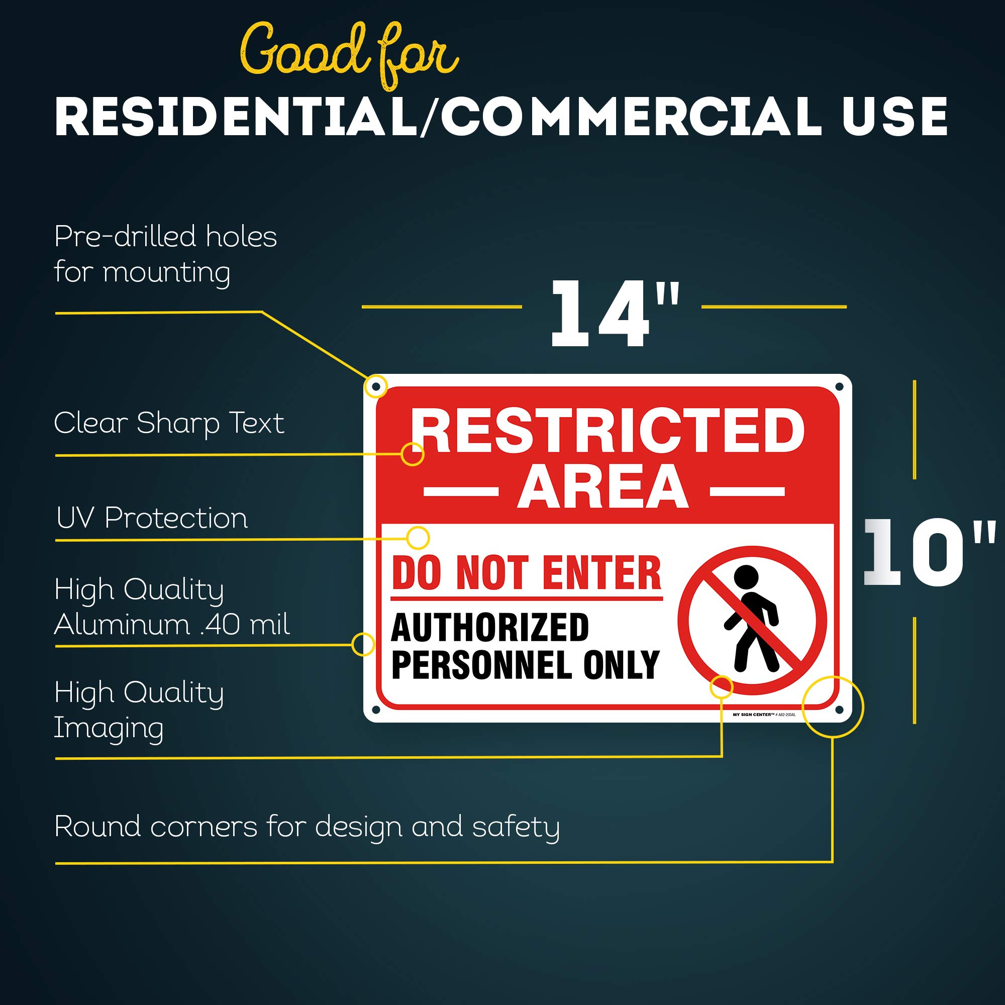 Warning Restricted Area Sign Authorized Personnel Only, Easy Mounting ...