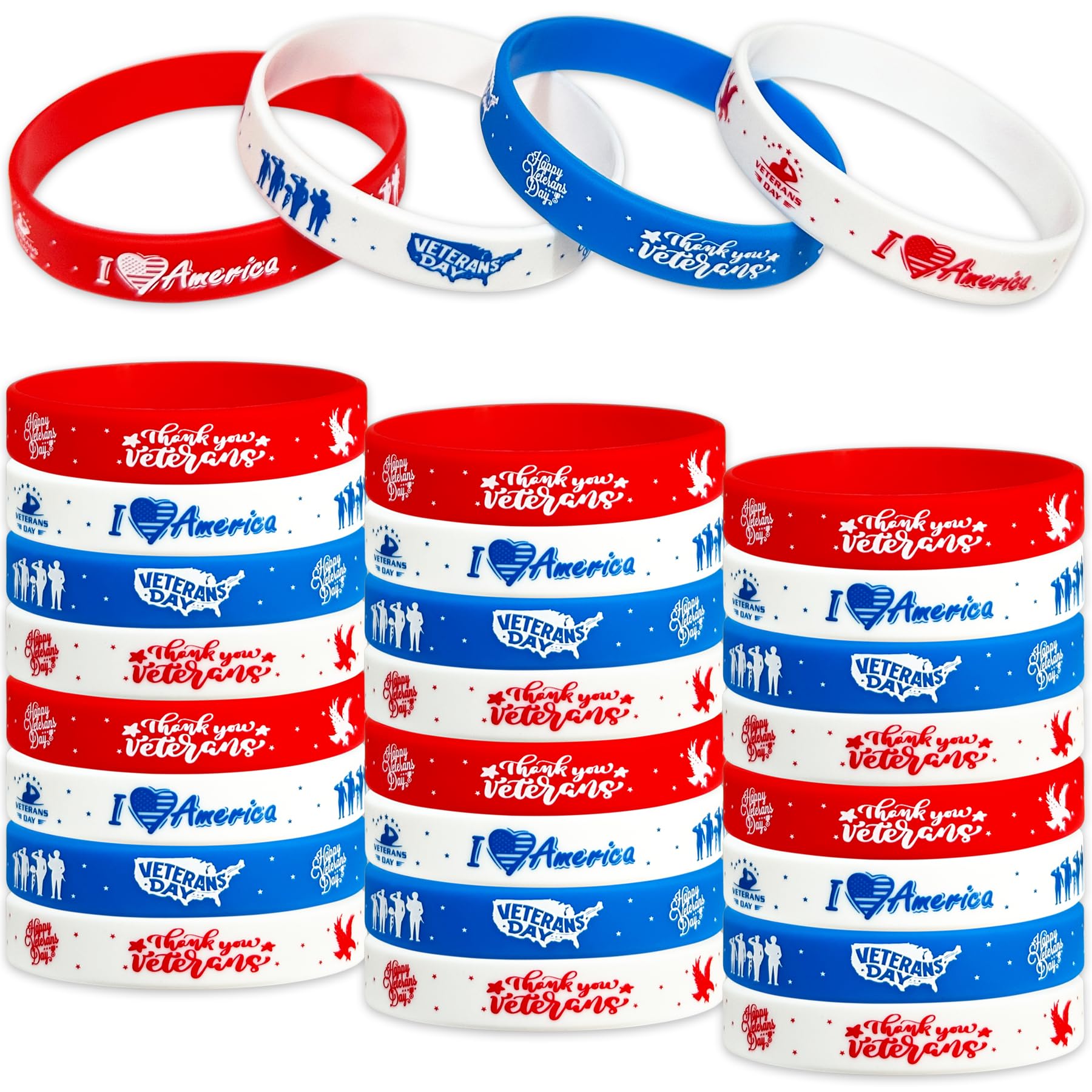 Amazon.com : Happy Veterans Day Rubber Bracelets Happy Veterans Party ...