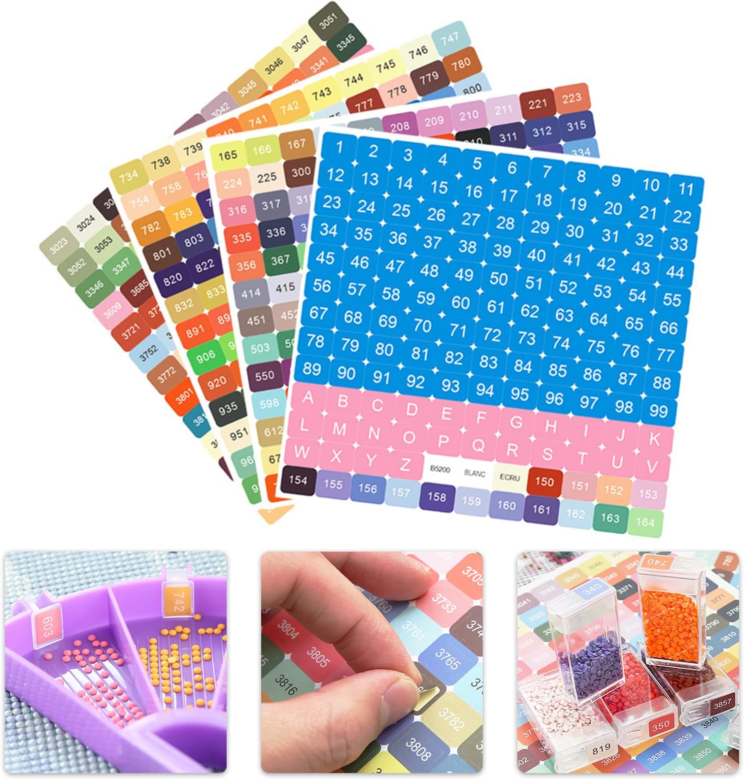 Amazon.com: ZABARE 2 Set Color Number Stickers - 447 Square Diamond ...