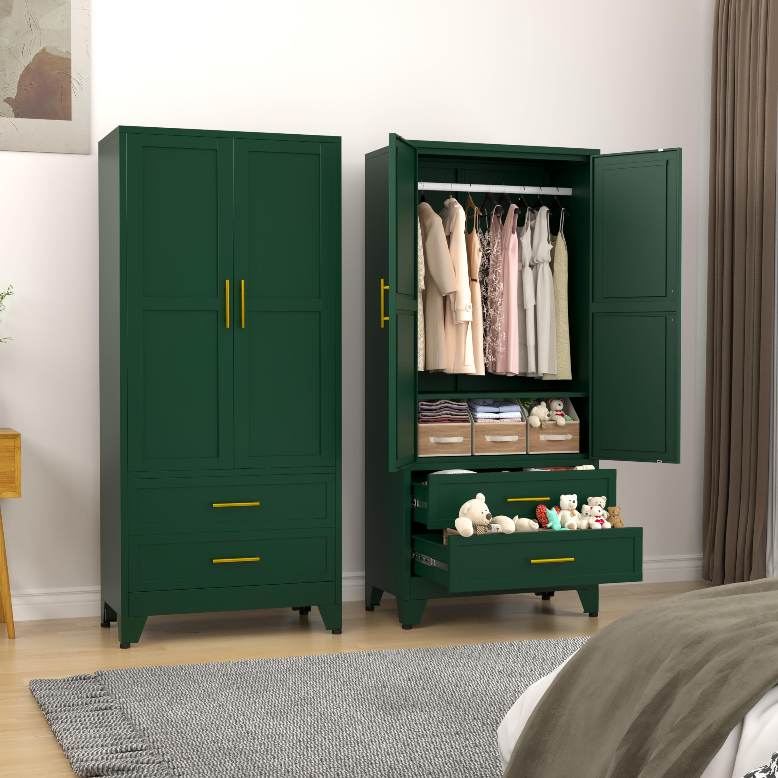 Amazon.com: Acme Cargo Wardrobe (Double Door) in Red : Home & Kitchen