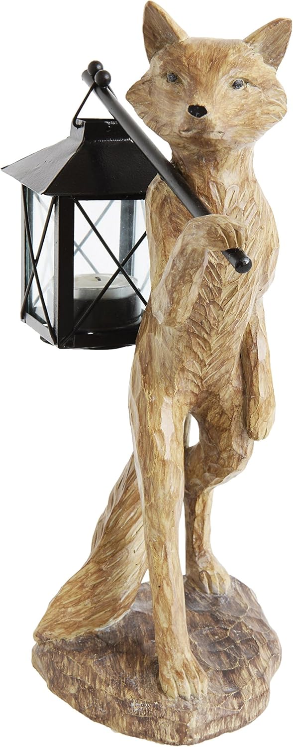 Amazon.com: Creative Co-Op Natural Lodge 11" H Resin Fox with Metal ...