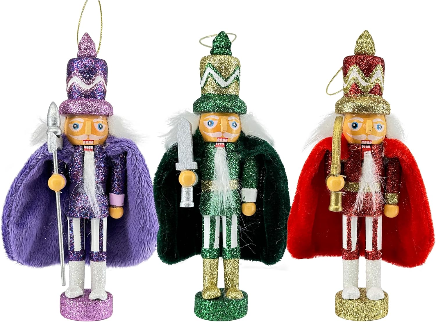 Amazon.com: CDL 5-Inch Wooden 3PCS Nutcracker with Cape Red Green ...