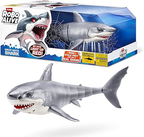 Amazon.com: Robo Alive Great White Shark Series 1 by Zuru, Battery ...