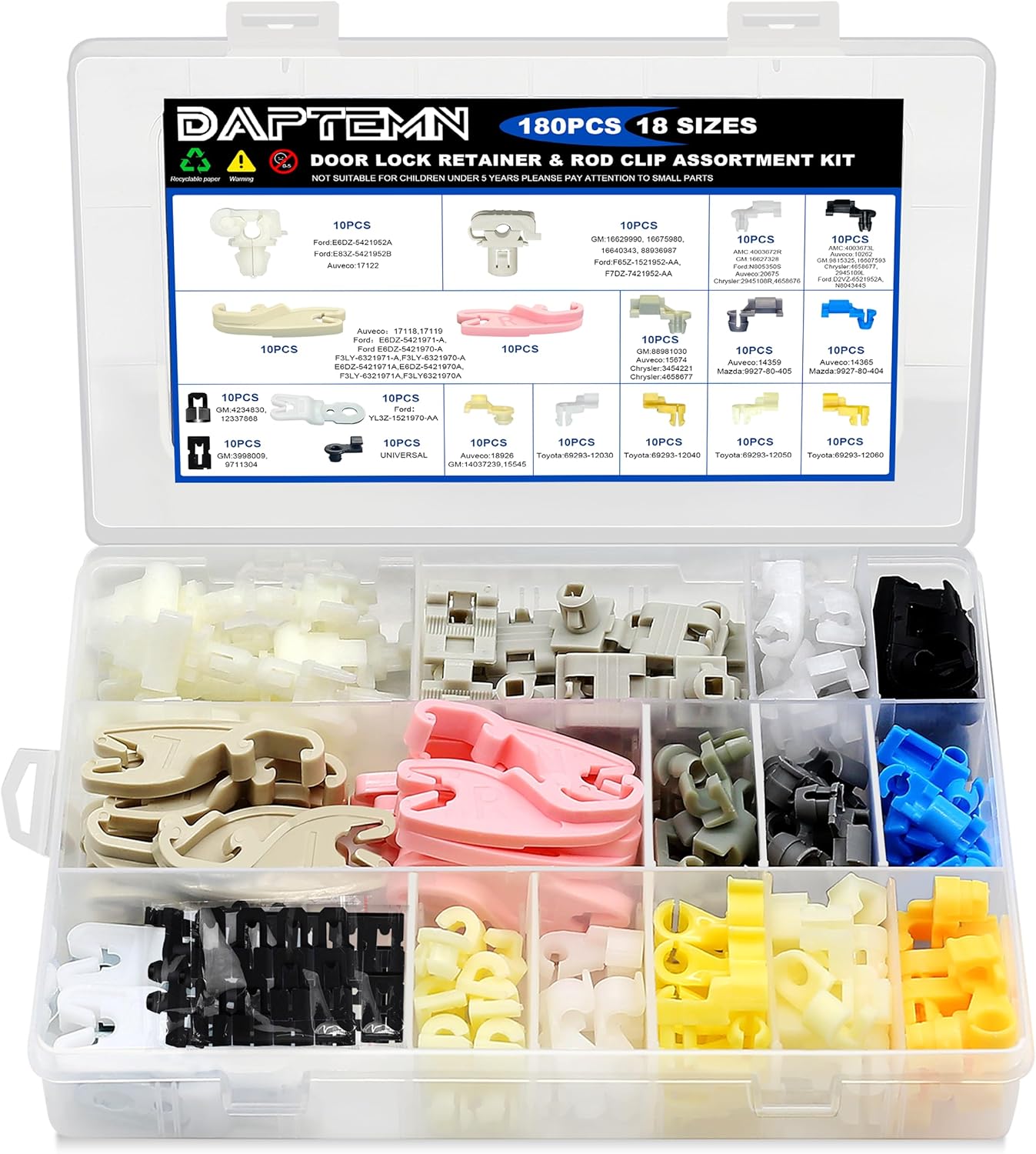 Amazon.com: Daptemn 180PCS Door Lock Rod Clips Assortment Kit, 5/32 ...