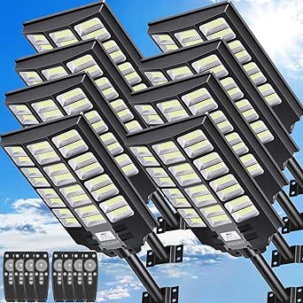 VOOJOY Solar Street Lights Outdoor - 4800W 8 PACK Solar Lights Outdoor ...