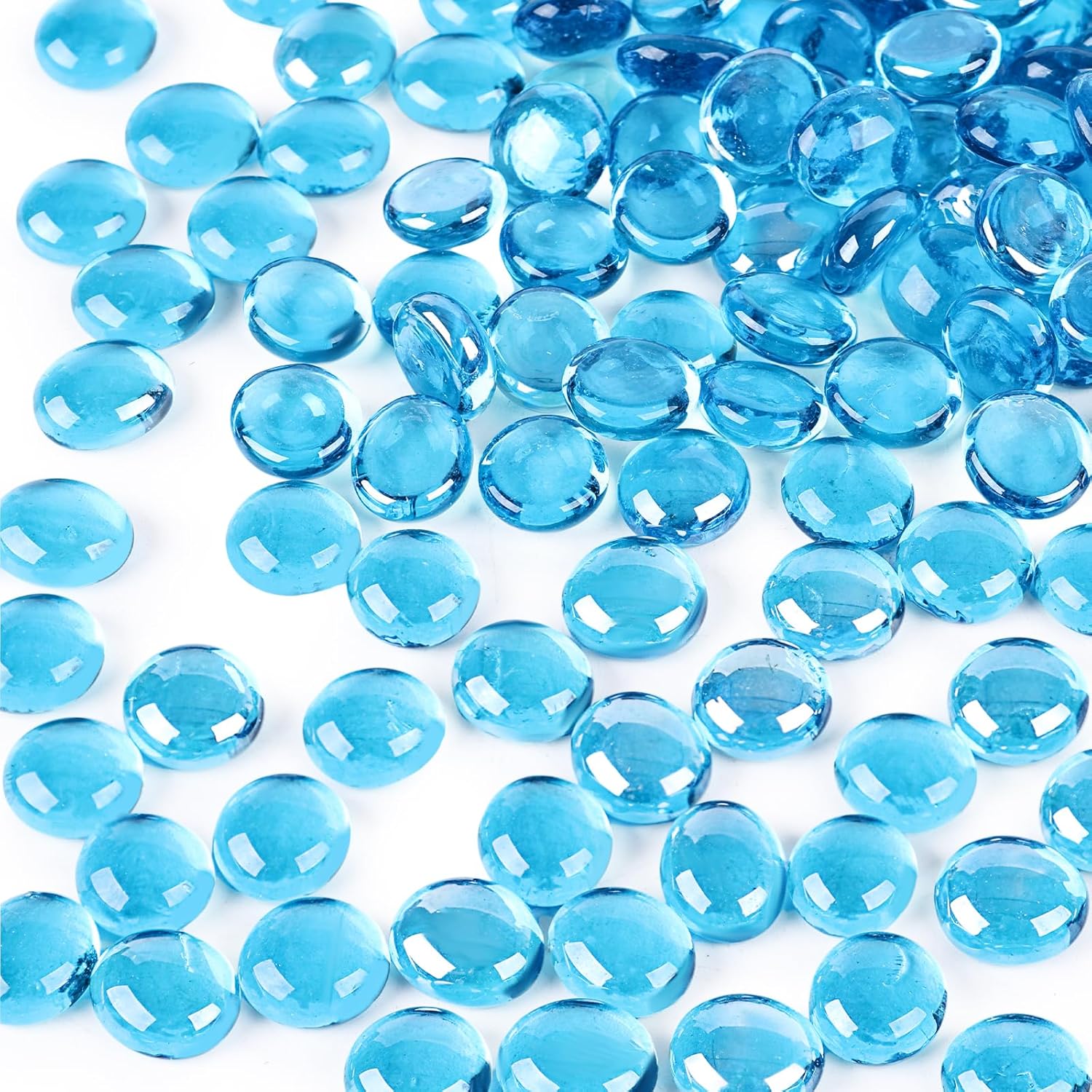 Amazon.com: DomeStar 1.7LB Mini Flat Glass Marbles, Light Blue Marbles ...