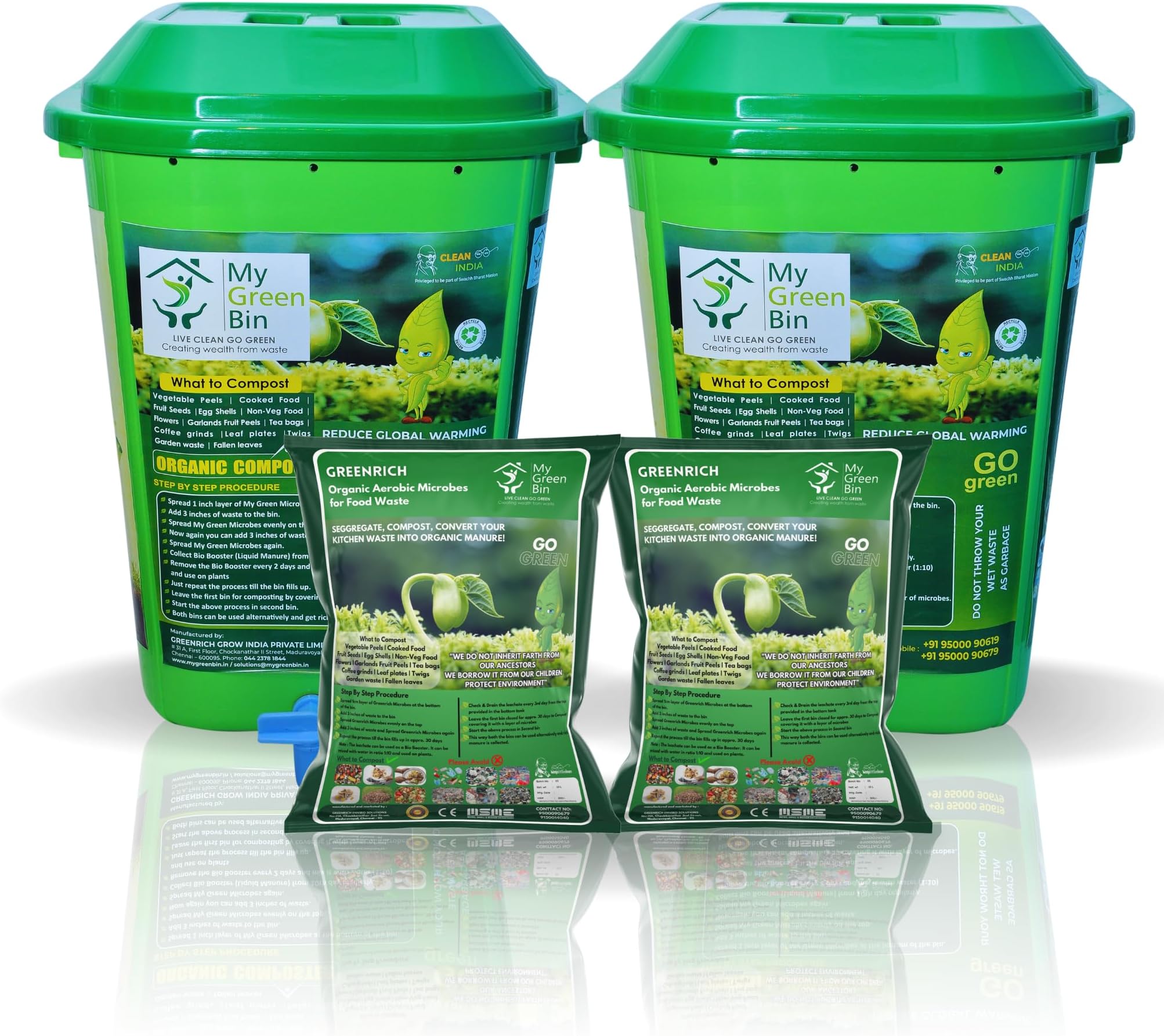 AKXY Home Composting Machine (Mild Steel, Powder Coated) Green, 30 ...