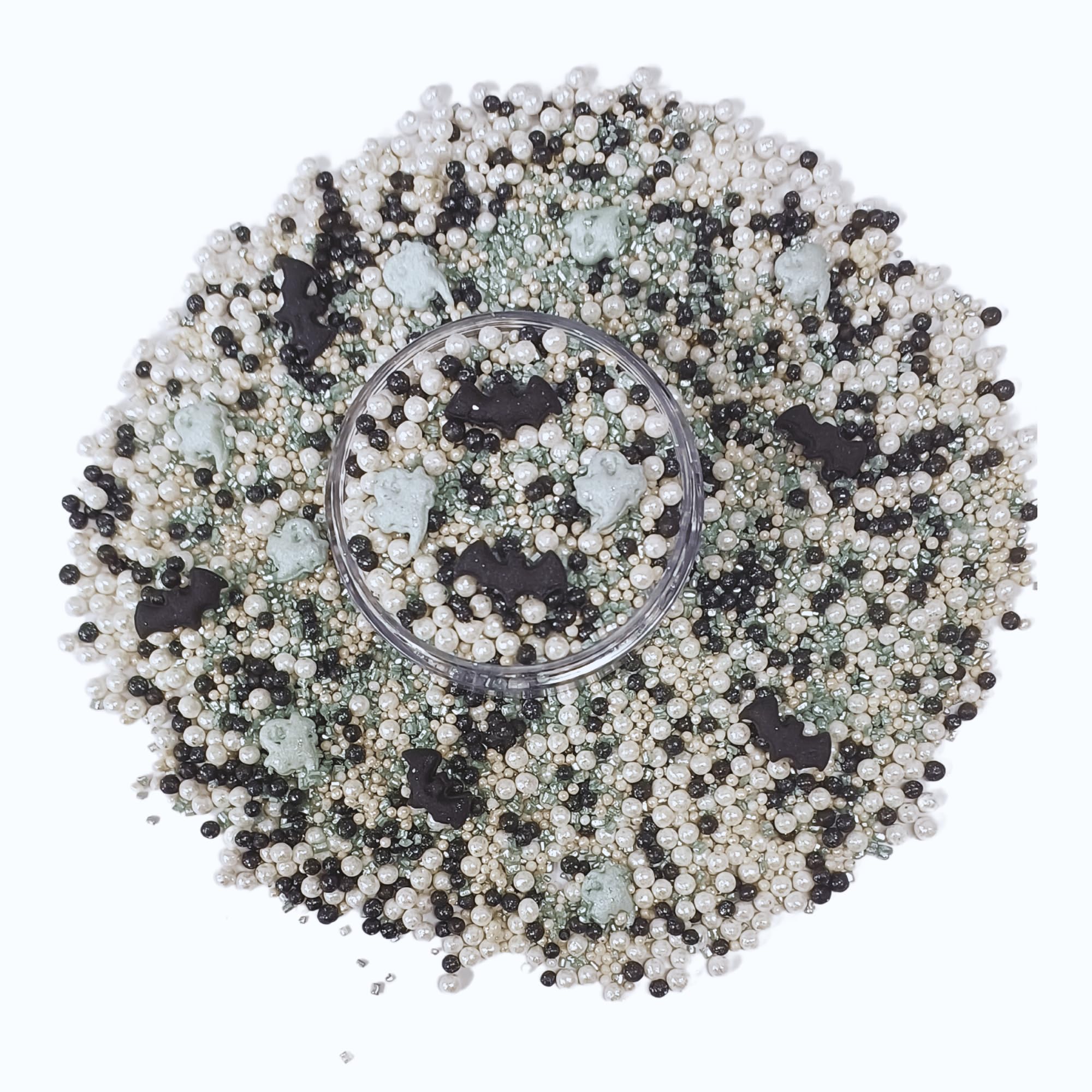 Silver Edible Balls Confect Halloween Black Sprinkles Mix – Ghostly ...