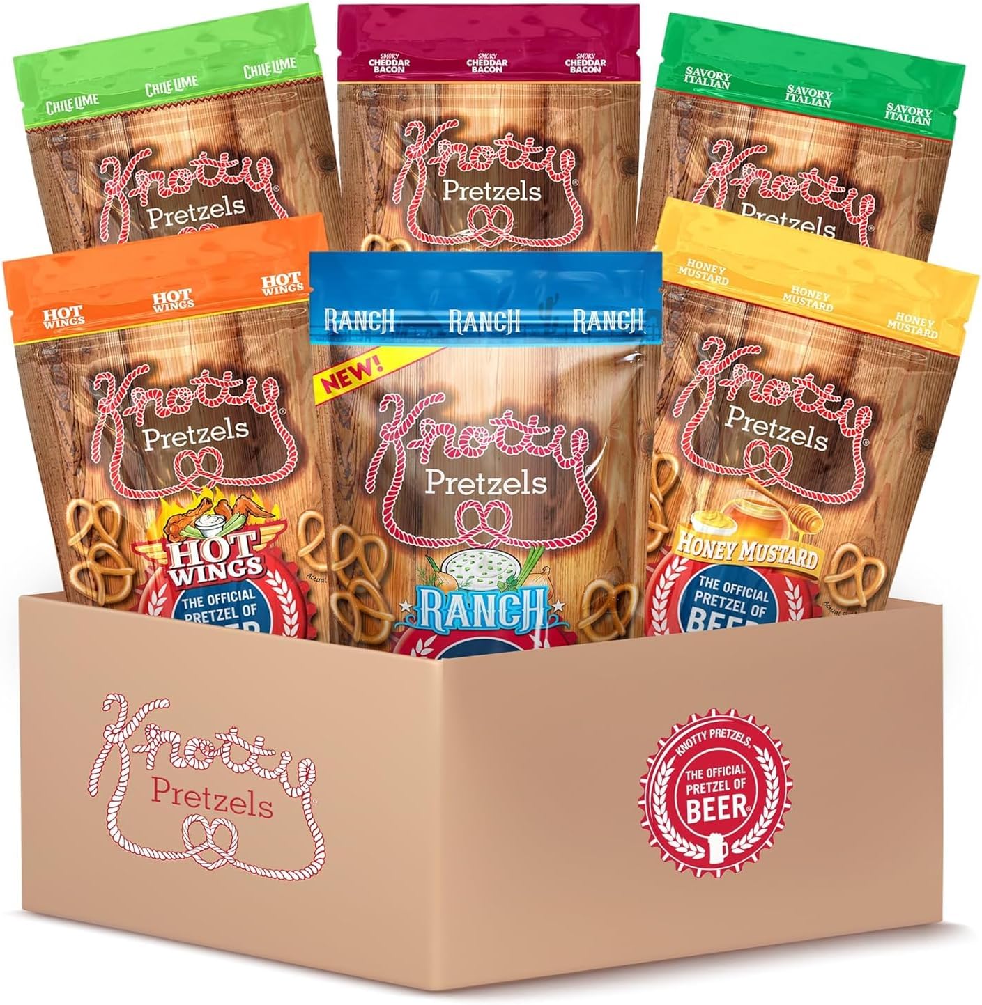 Amazon.com: Knotty Pretzels - 7.5 Ounce Pretzel in Resealable Snacks ...