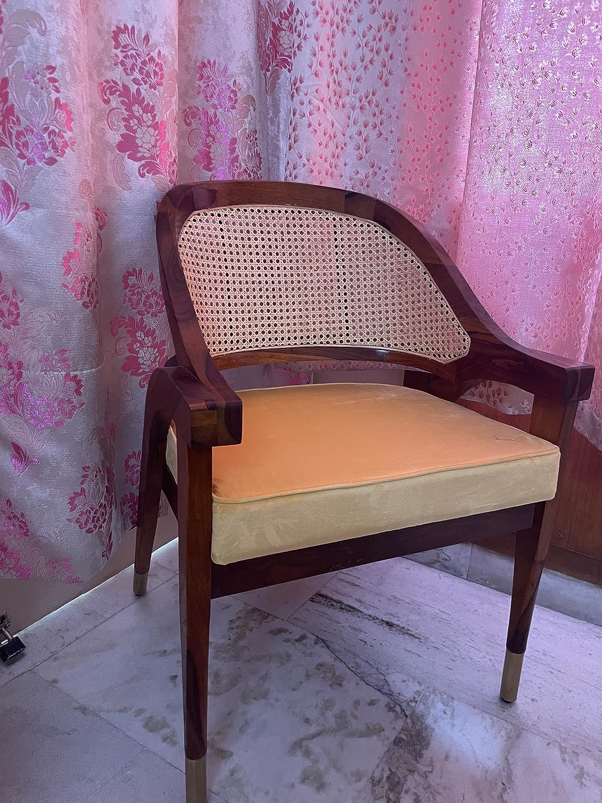 The gileteen Chandigarh Wooden Rattan Arm Chair for Dining Living Room ...