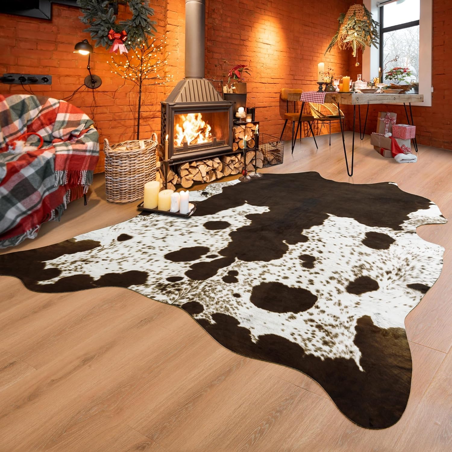 Amazon.com: Rostyle 8x10 Brown Extra Large Faux Cowhide Rugs,Cow Hide ...