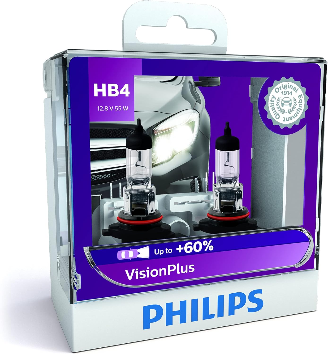 Philips 12.8V 55W P22D HB4 Vision Plus Headlight Bulb 2-Pieces : Amazon ...
