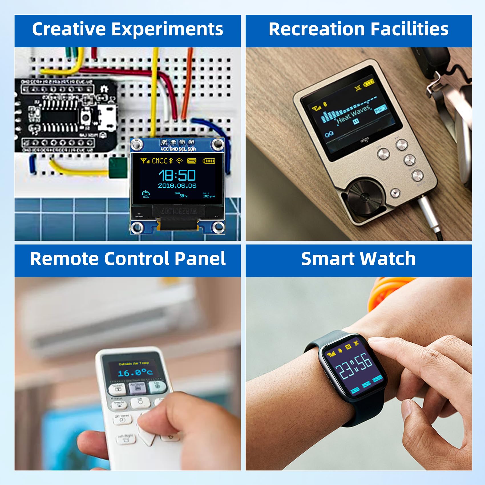 Snapklik.com : iPistBit 5 Pcs 0.96 Inch OLED Display Module, 128x64 ...