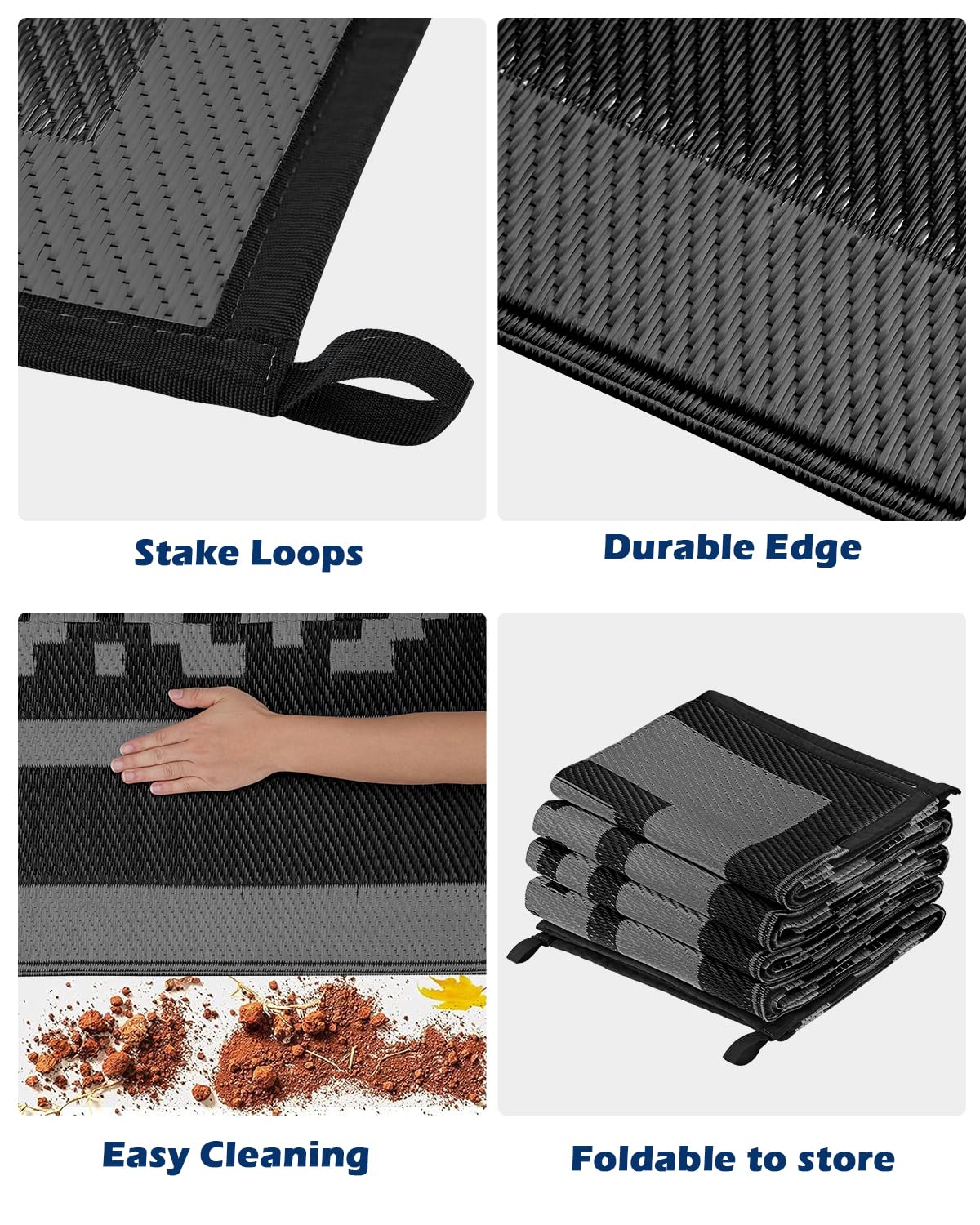 Snapklik.com : Kohree RV Outdoor Rug 9x12 Reversible, Waterproof Patio Mat