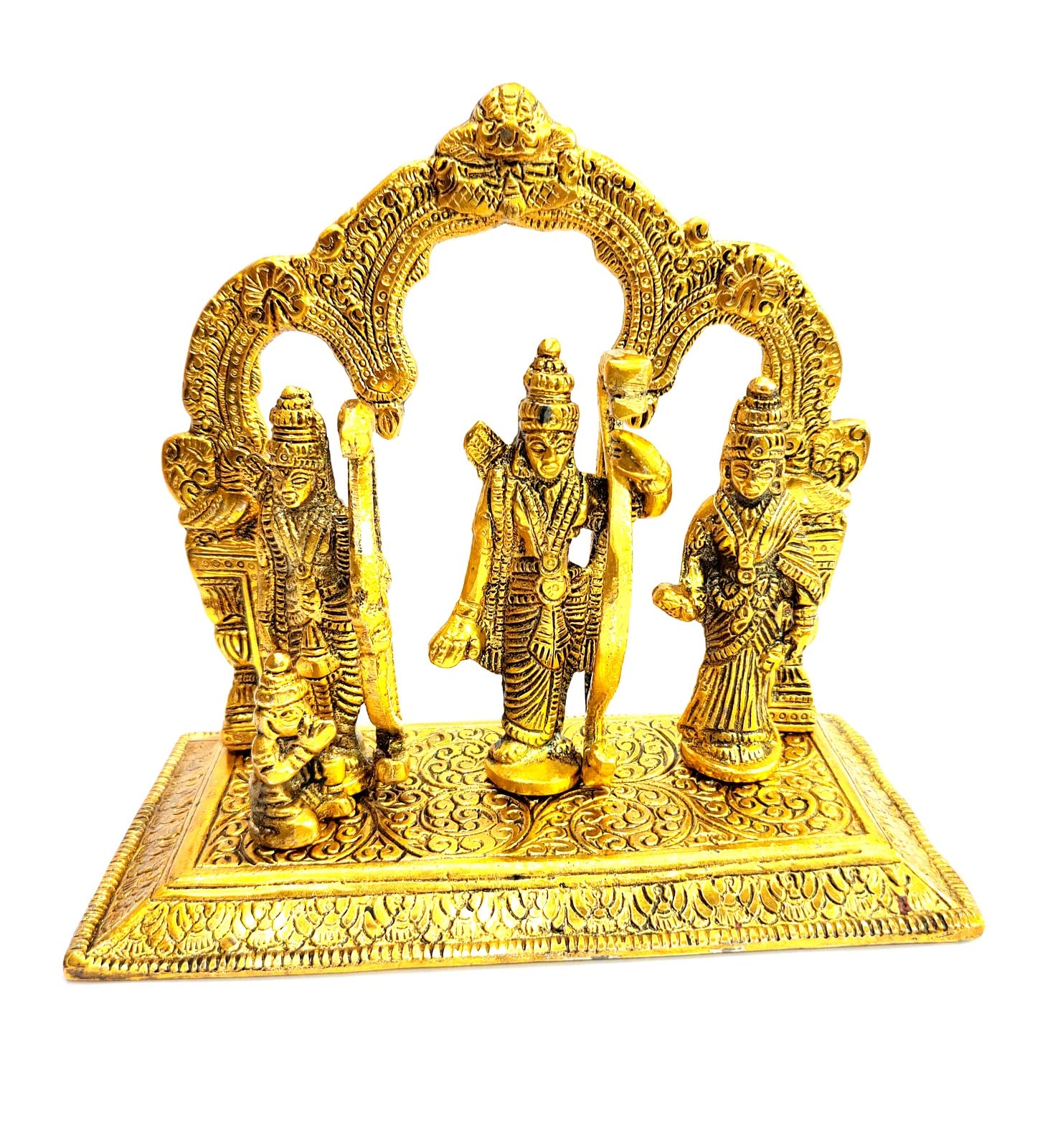 Buy Golden Metal Lord Ram Darbar Idol Metal Showpiece Hindu Religious ...