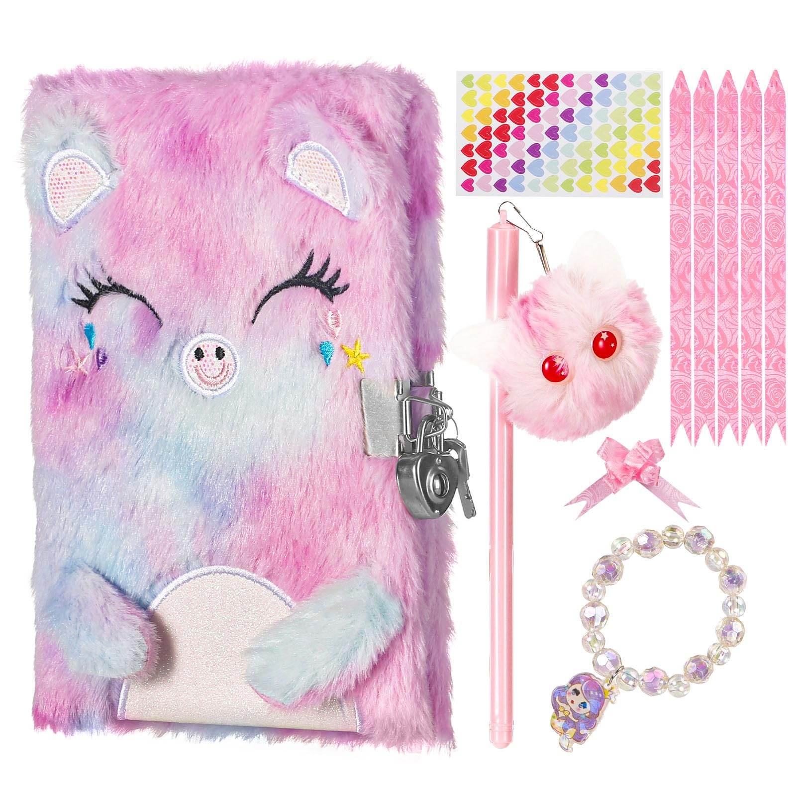 Amazon.com: TPIVG Diary for Girls with lock and keys,Plush Diary Fuzzy ...