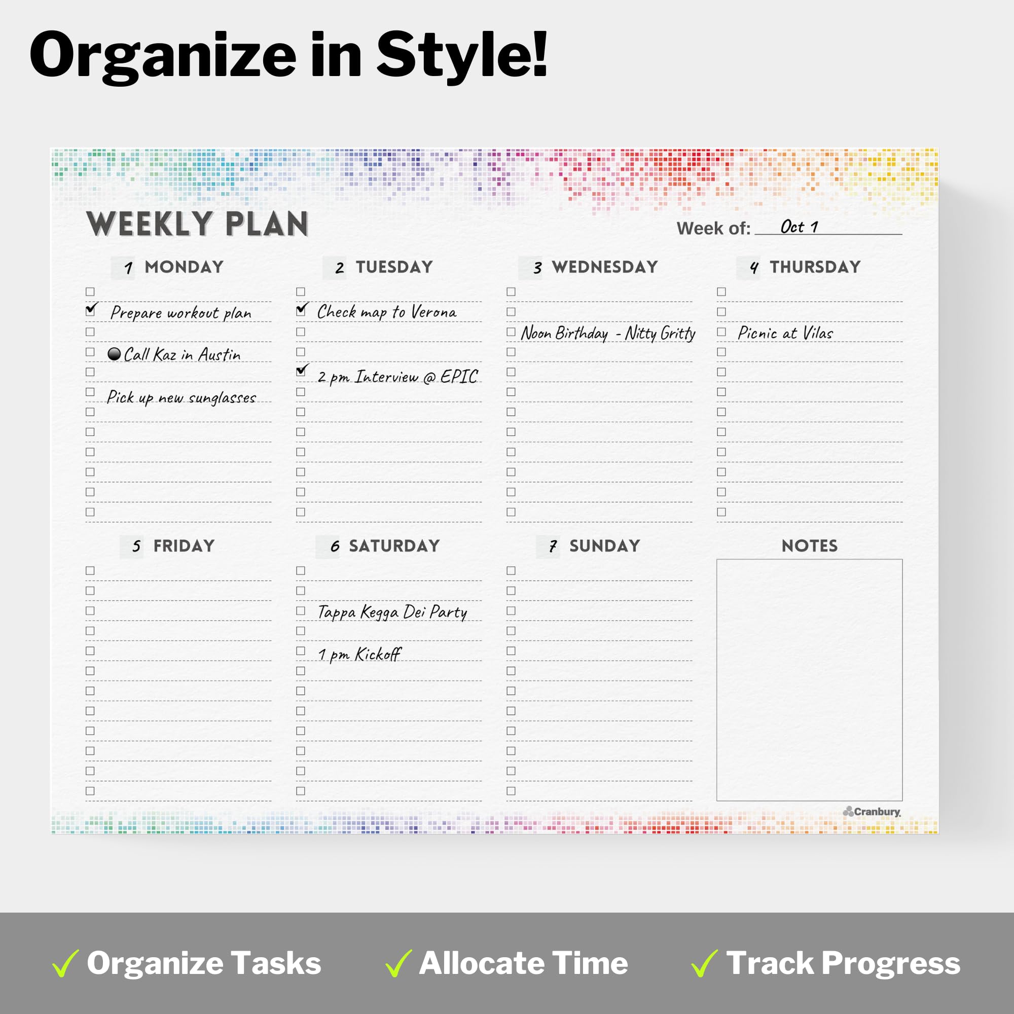Snapklik.com : Large 8.5x11 Weekly Planner Notepad, 54 Pages, Desktop ...