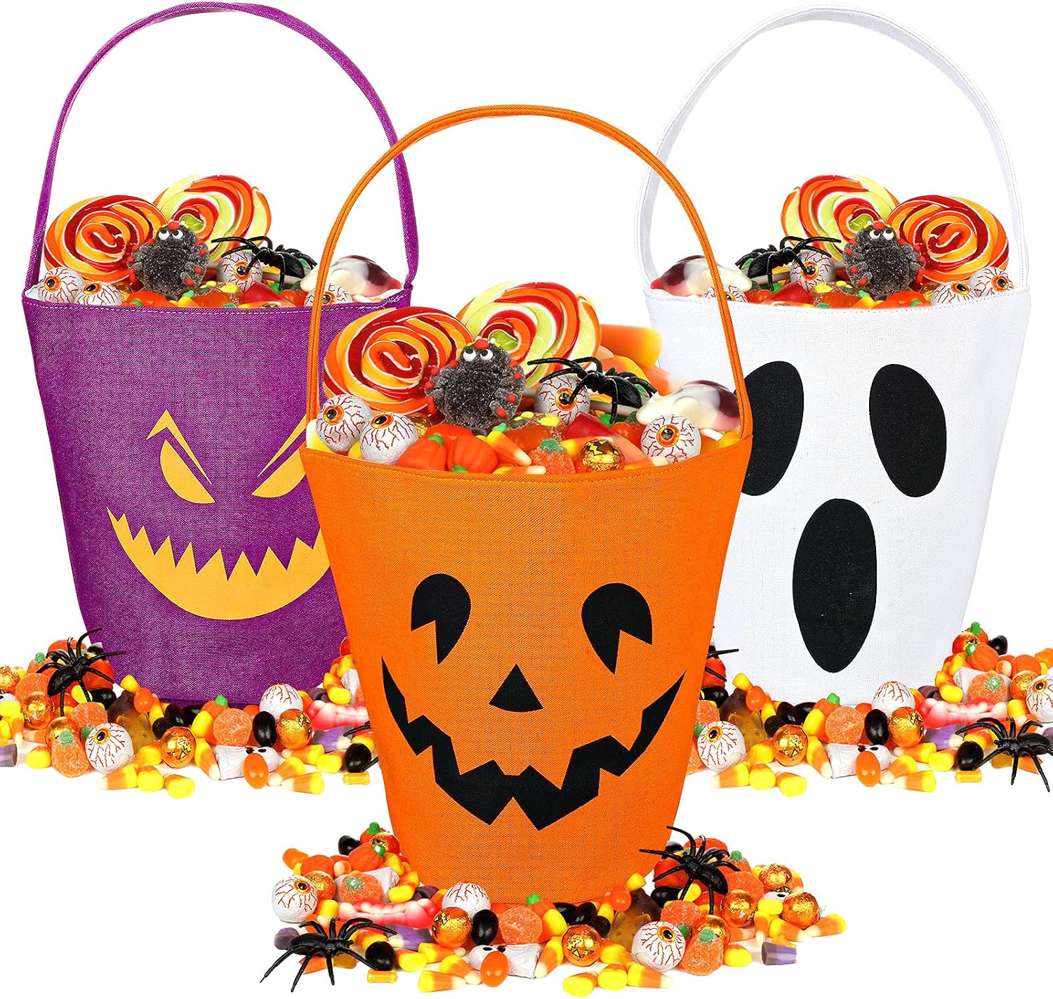 Amazon.com: BBTO 3 Pieces Halloween Trick or Treat Bucket Candy Basket ...