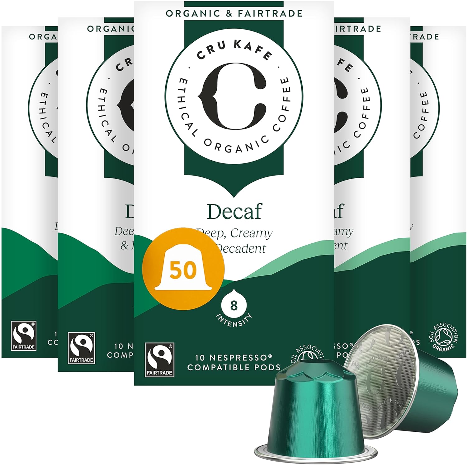 Amazon.com: Cru Kafe Decaf USDA Organic Espresso Coffee Capsules (50 Pods) Fairtrade Coffee Pods ...