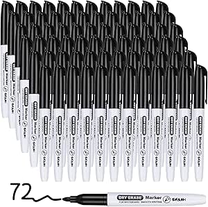 Amazon.com : SFAIH Fine Tip Dry Erase Markers - 72 Pack Black ...