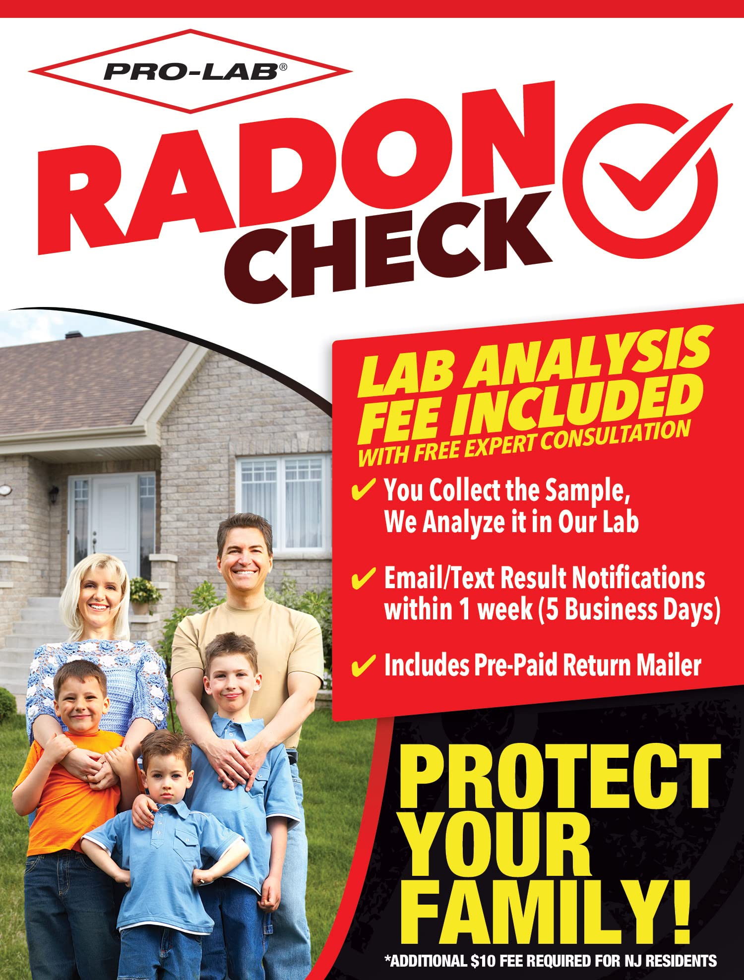 PRO-LAB Radon Test Kit for Home - EPA Approved Short-Term Radon Tester ...