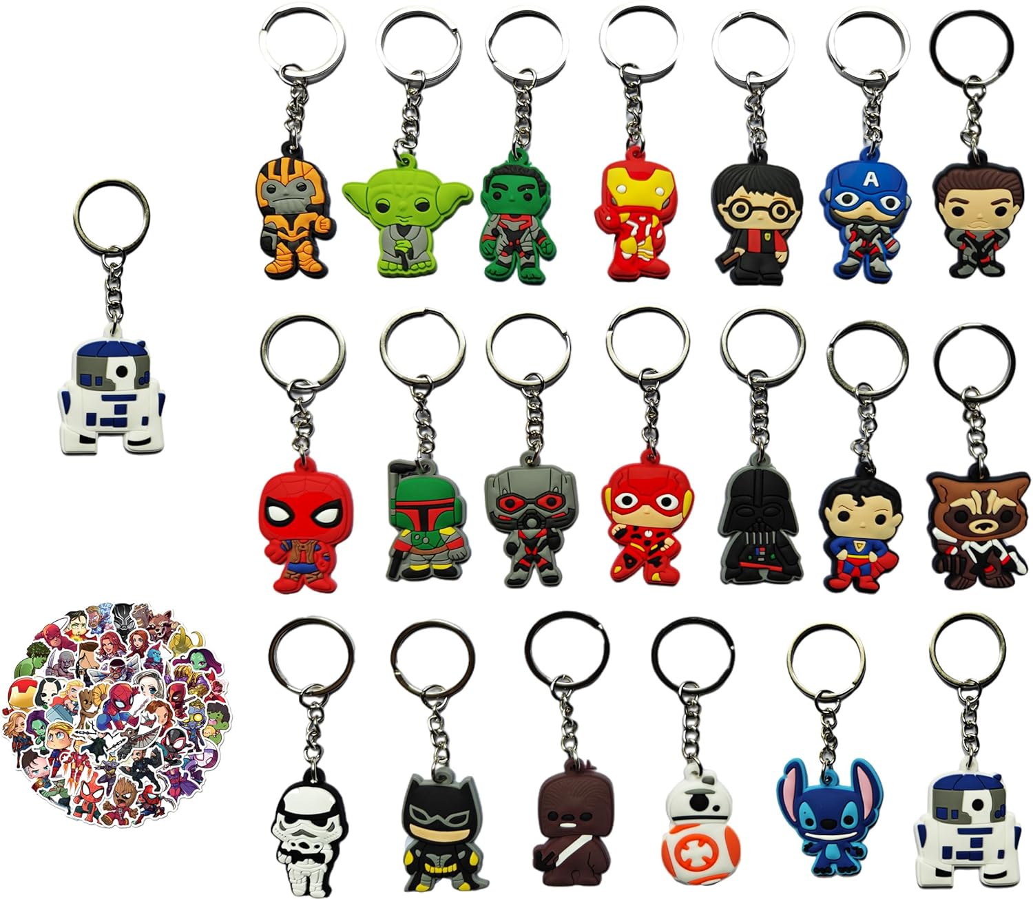 Amazon.com: Guoiondw 20 Pieces Cartoon Key Chain and 50 Cartoon ...