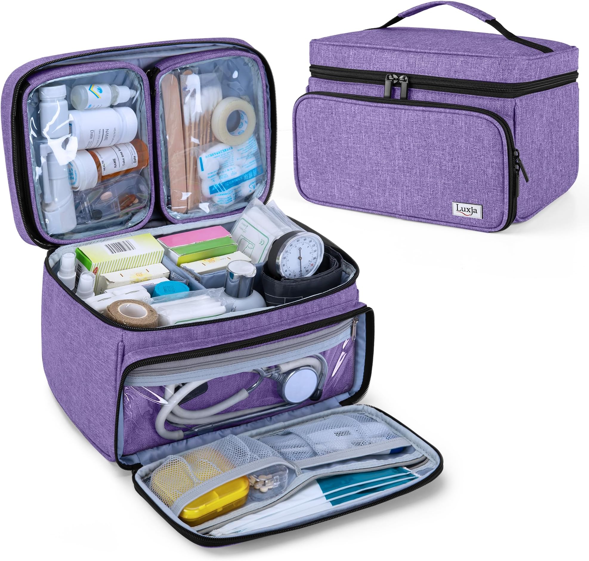 Amazon.com: LUXJA Medicine Bag with 2 Detachable Clear Pouches, Pill ...