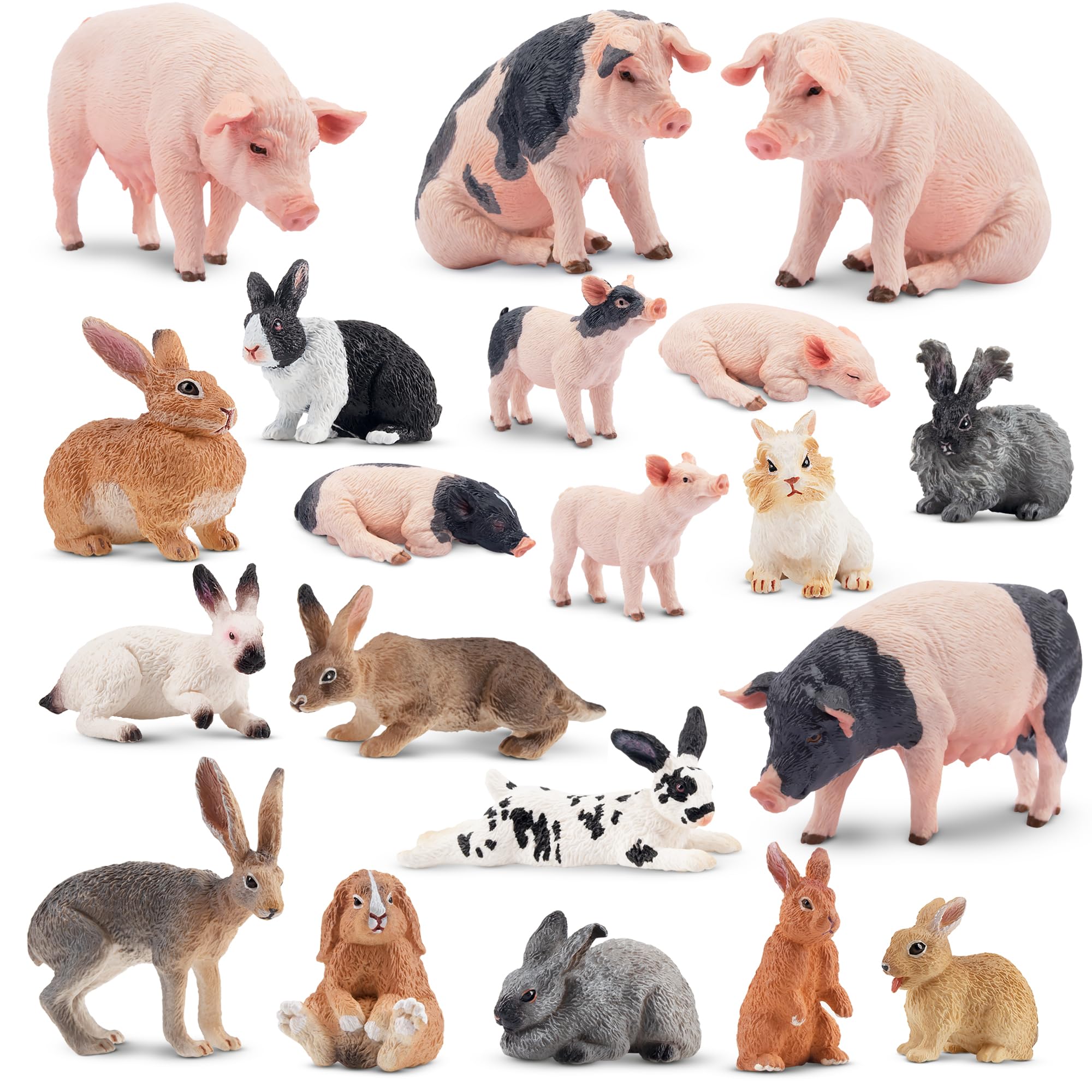 Amazon.com: Toymany 20PCS Realistic Farm Animals Toys Set, Pig ...