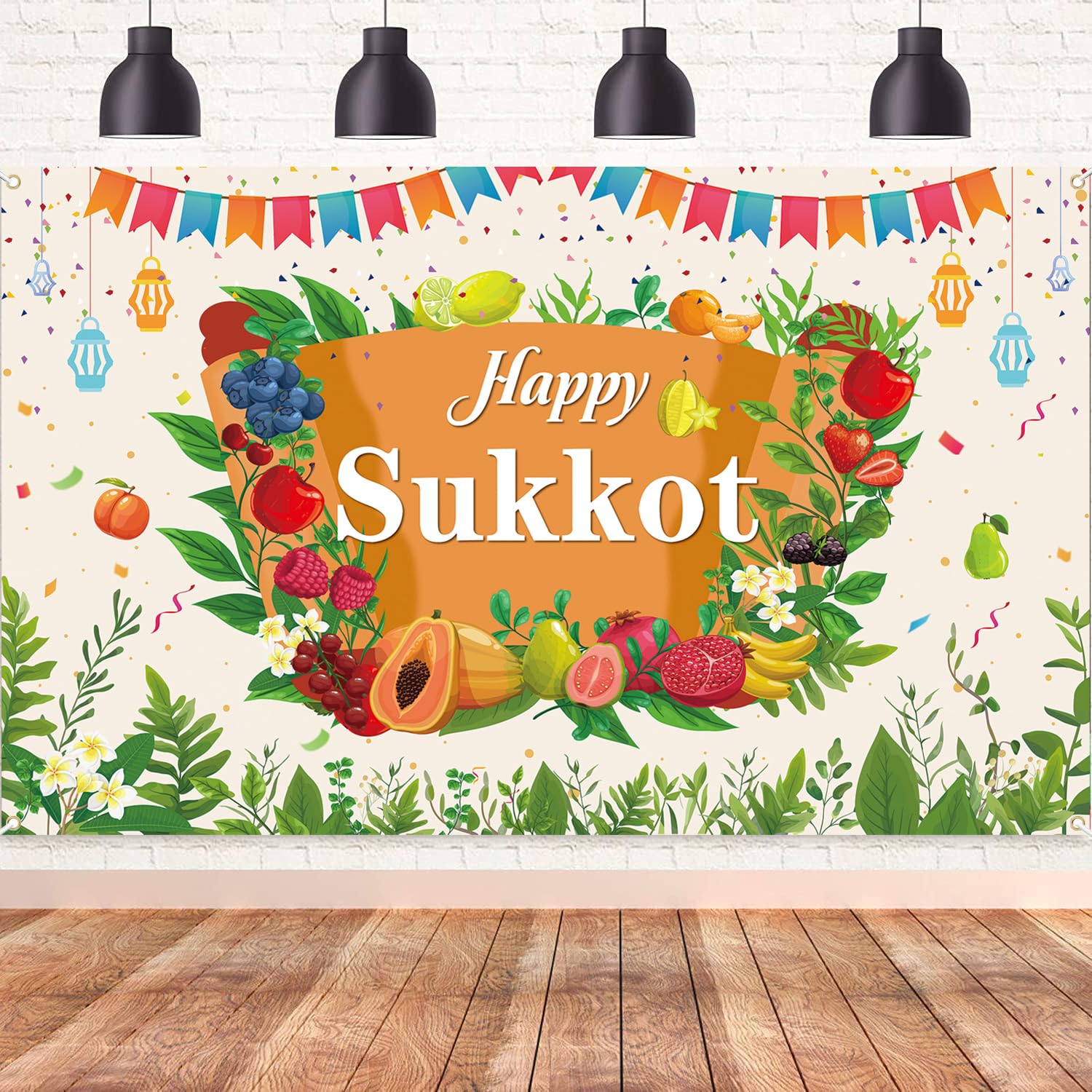 Amazon.com : Sukkah Decorations Happy Sukkot Banner Backdrop for Jewish ...