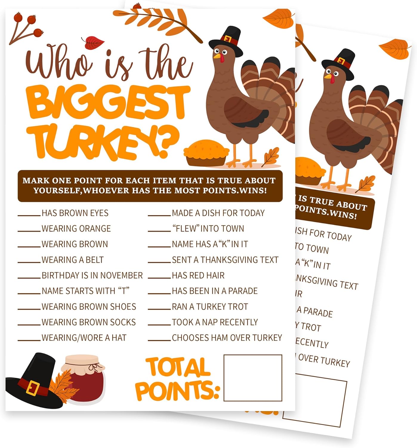 Amazon.com: Thanksgiving Party Icebreaker Card - Who Is The Biggest ...