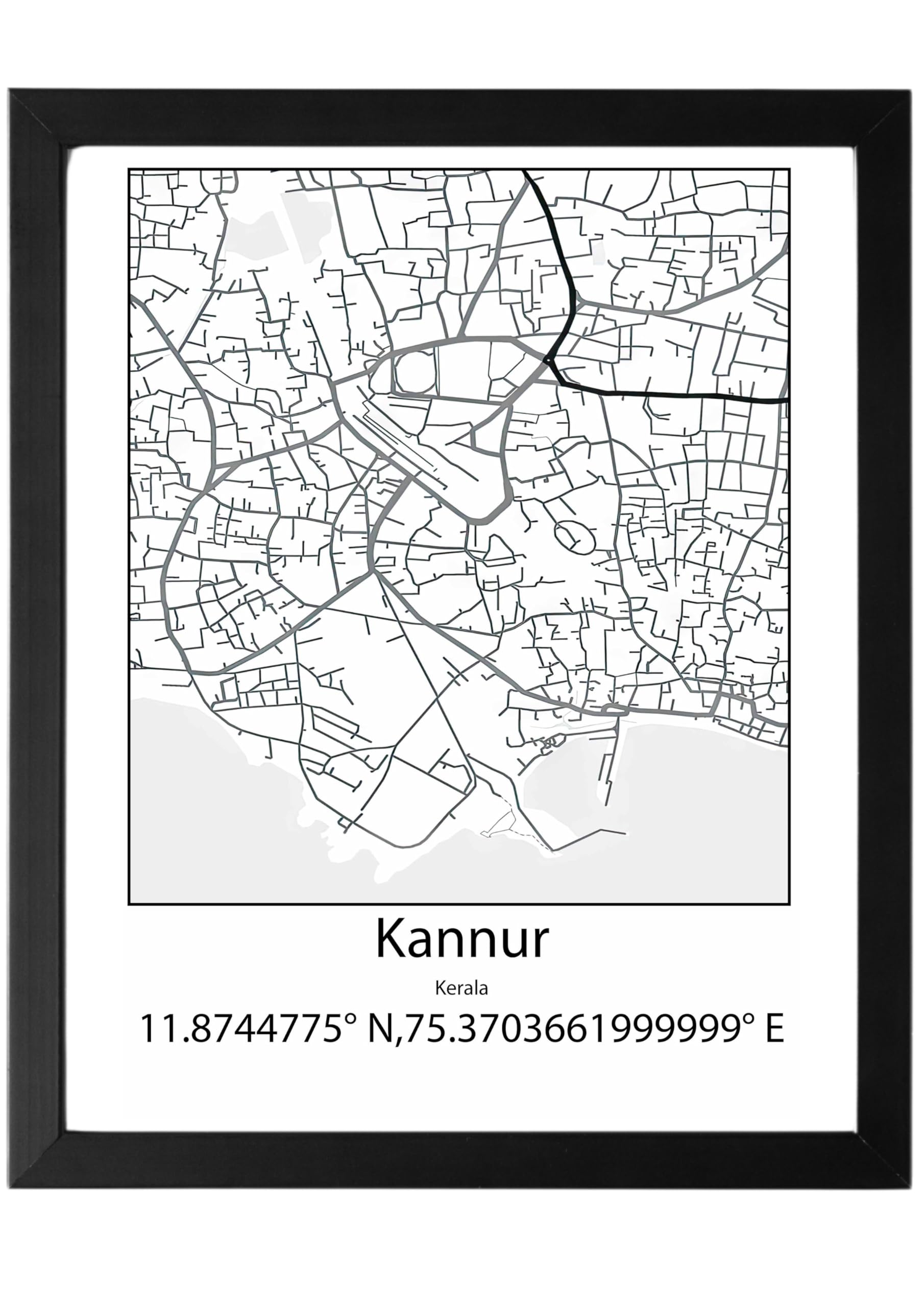Kannur Kerala India Unframed Minimalist Map Line Art Print Poster ...