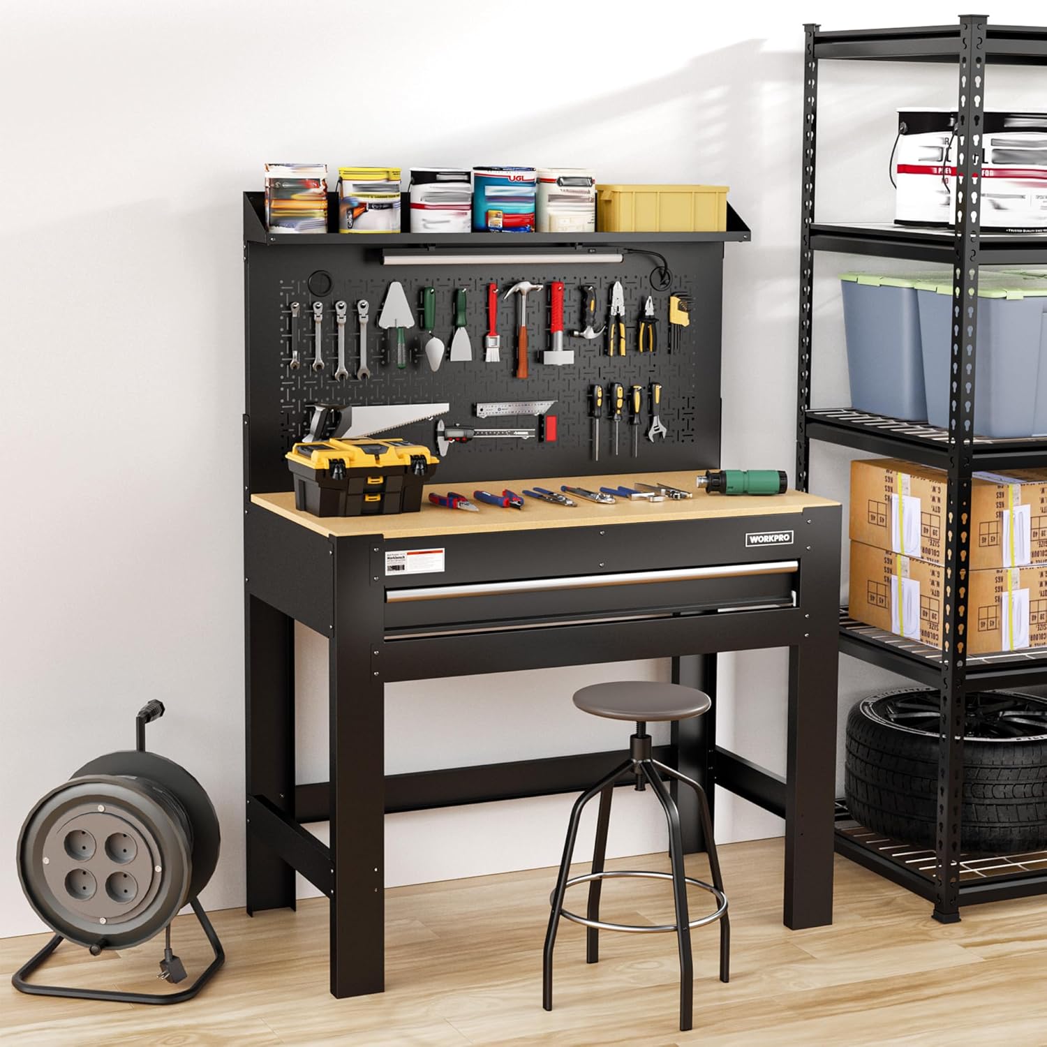 WORKPRO Garage Workbench with Storage, 45 Workbench Australia | Ubuy